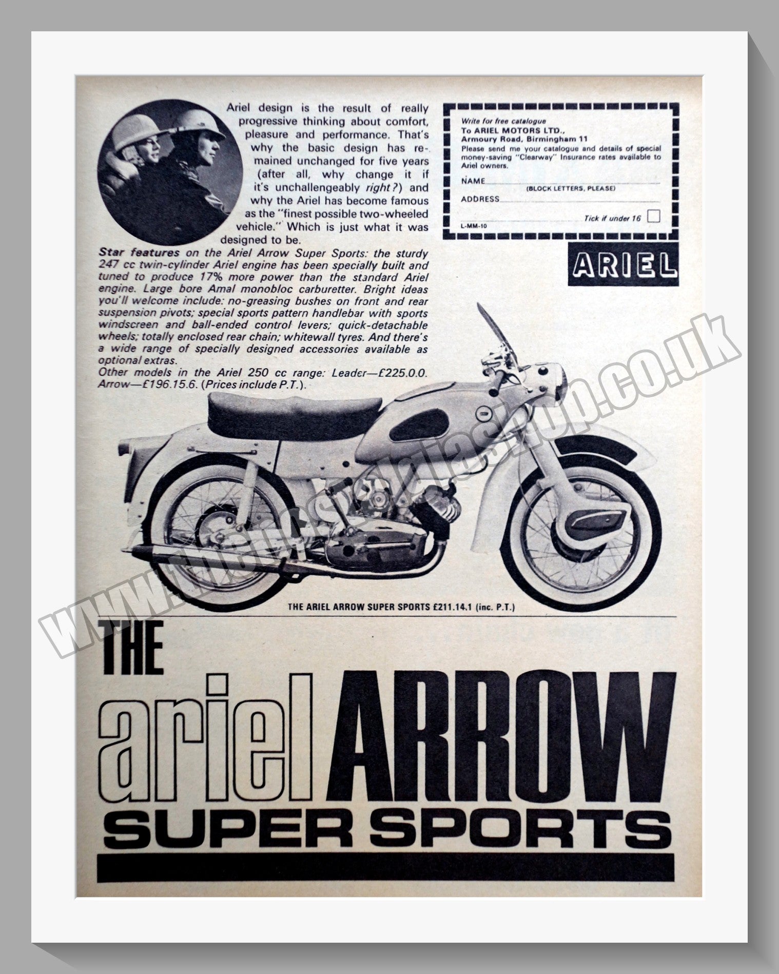 Ariel Arrow Motorcycles. Original Advert 1964 (ref AD60632) – The ...