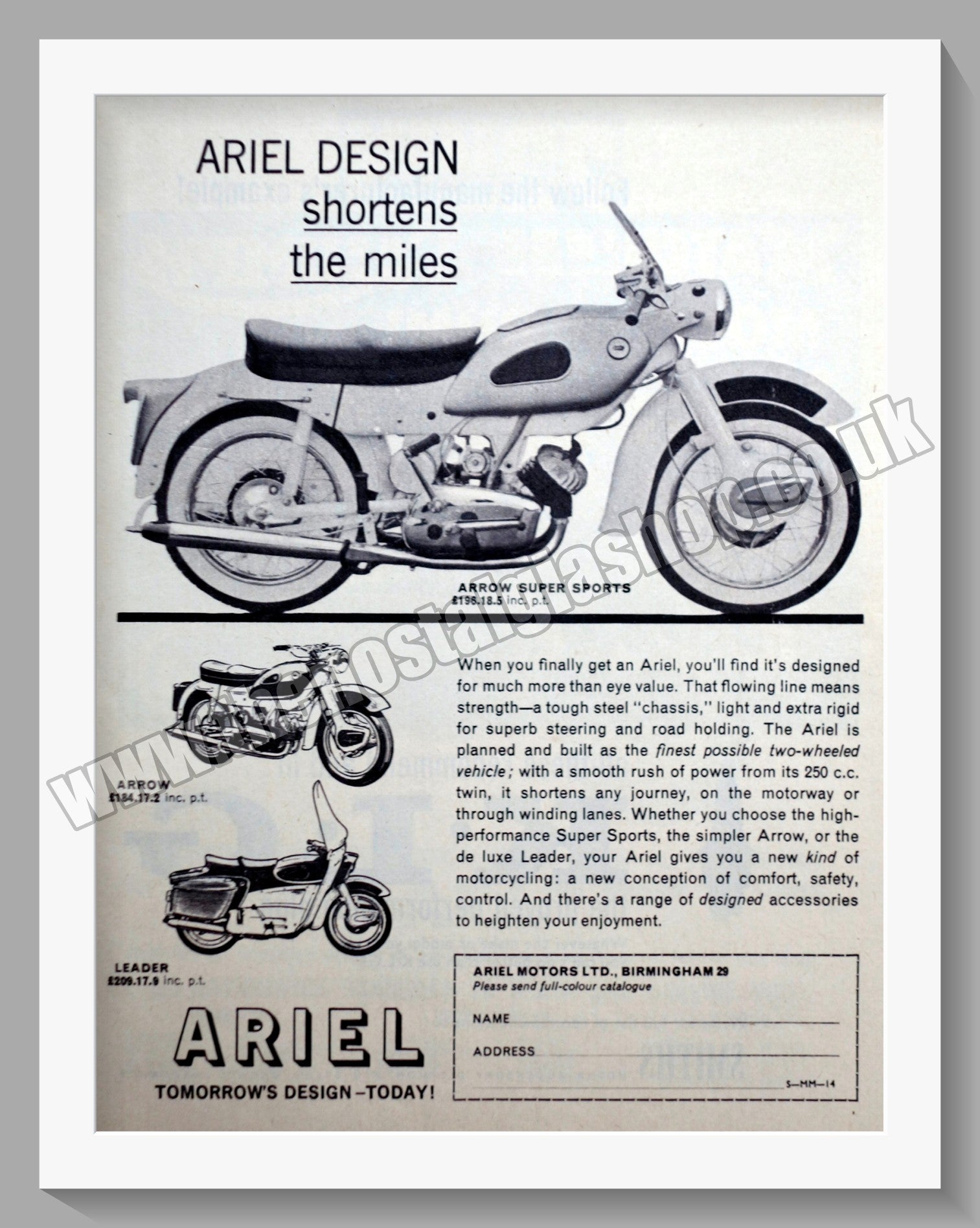 Ariel Arrow Motorcycles. Original Advert 1962 (ref AD60638) – The ...