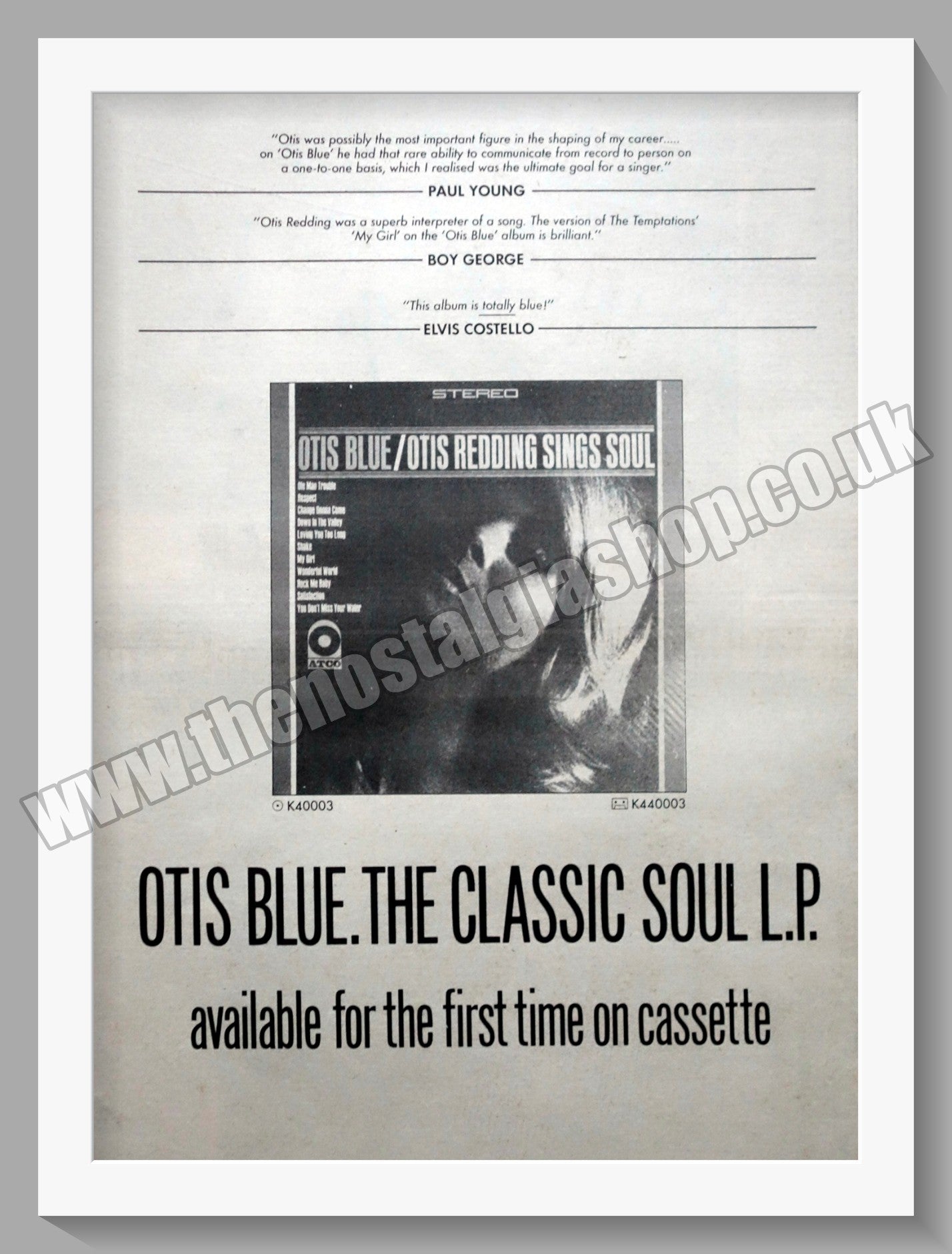 Otis Blue The Classic Soul L.P. 1984 Large Original Advert (ref AD1521 ...