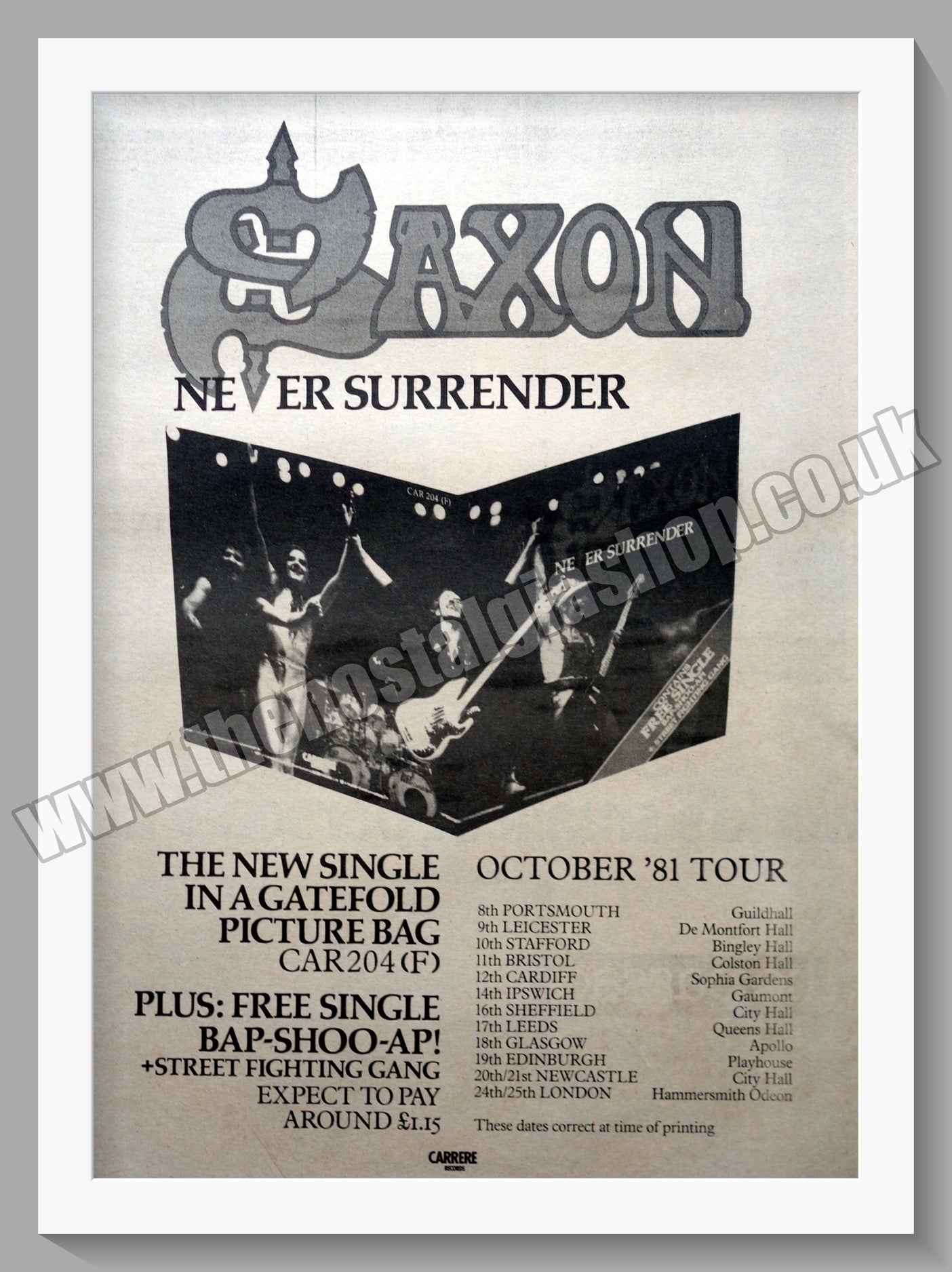Saxon Never Surrender. 1981 Original Advert (ref AD15276) – The ...
