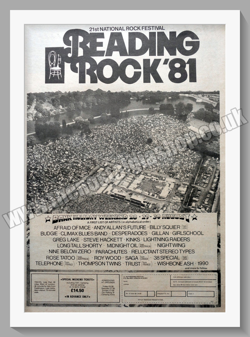 Reading Rock Festival . 1981 Large Original Advert (ref AD15333) – The ...