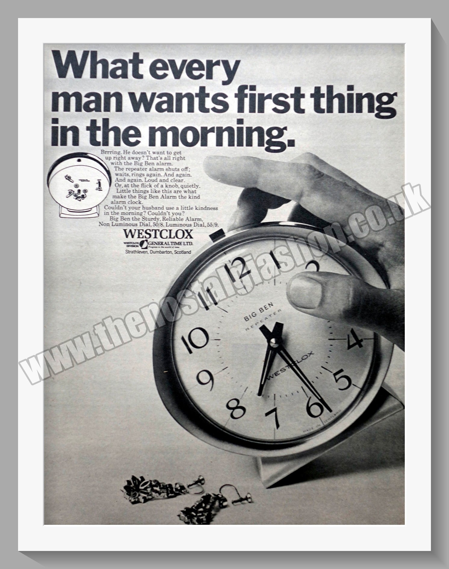 Westclox Big Ben Alarm Clock. Original Advert 1967 (ref AD300803) – The ...