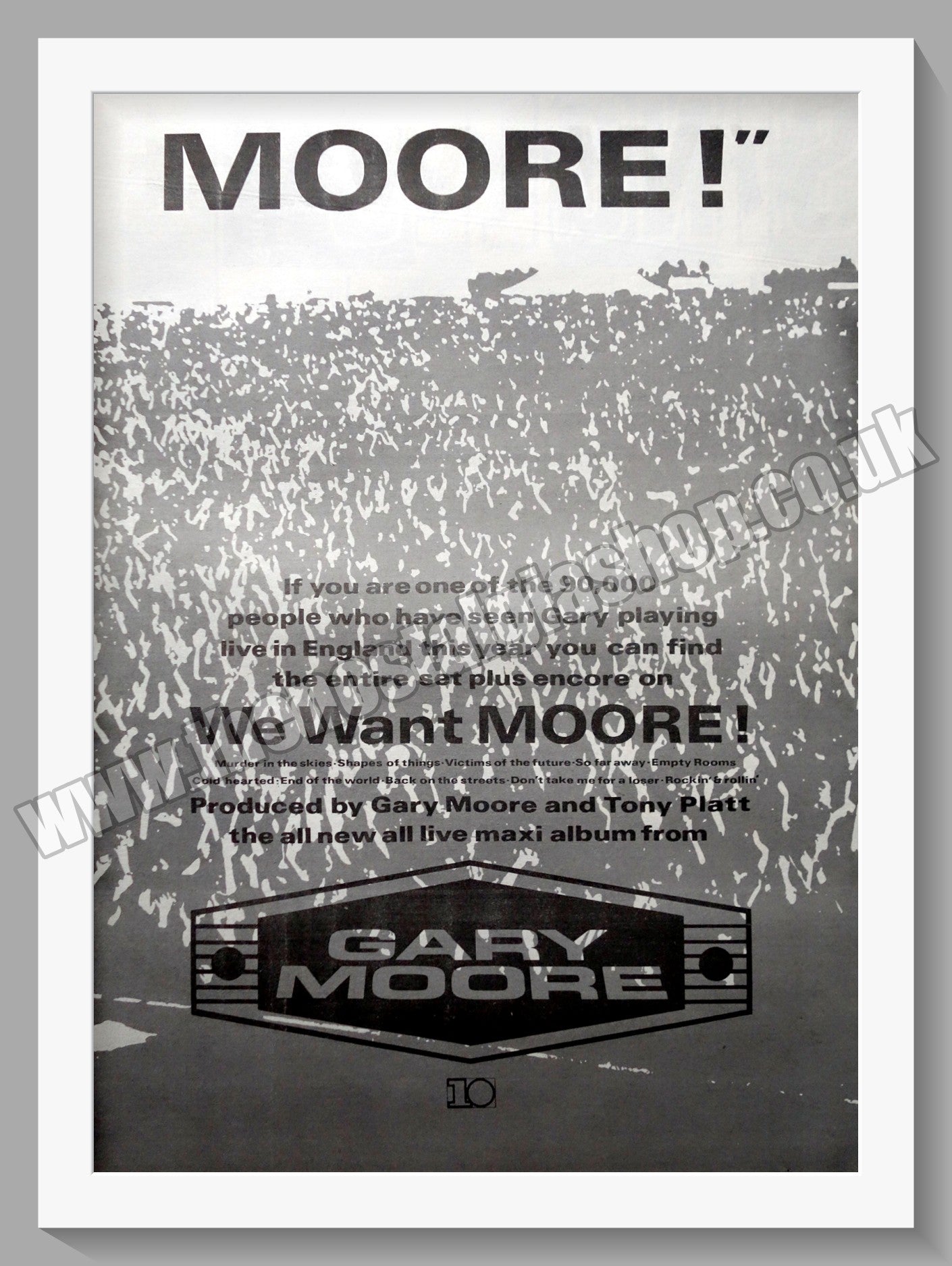 Gary Moore We Want Moore. 1984 Set Of 2 Large Original Adverts (ref AD ...