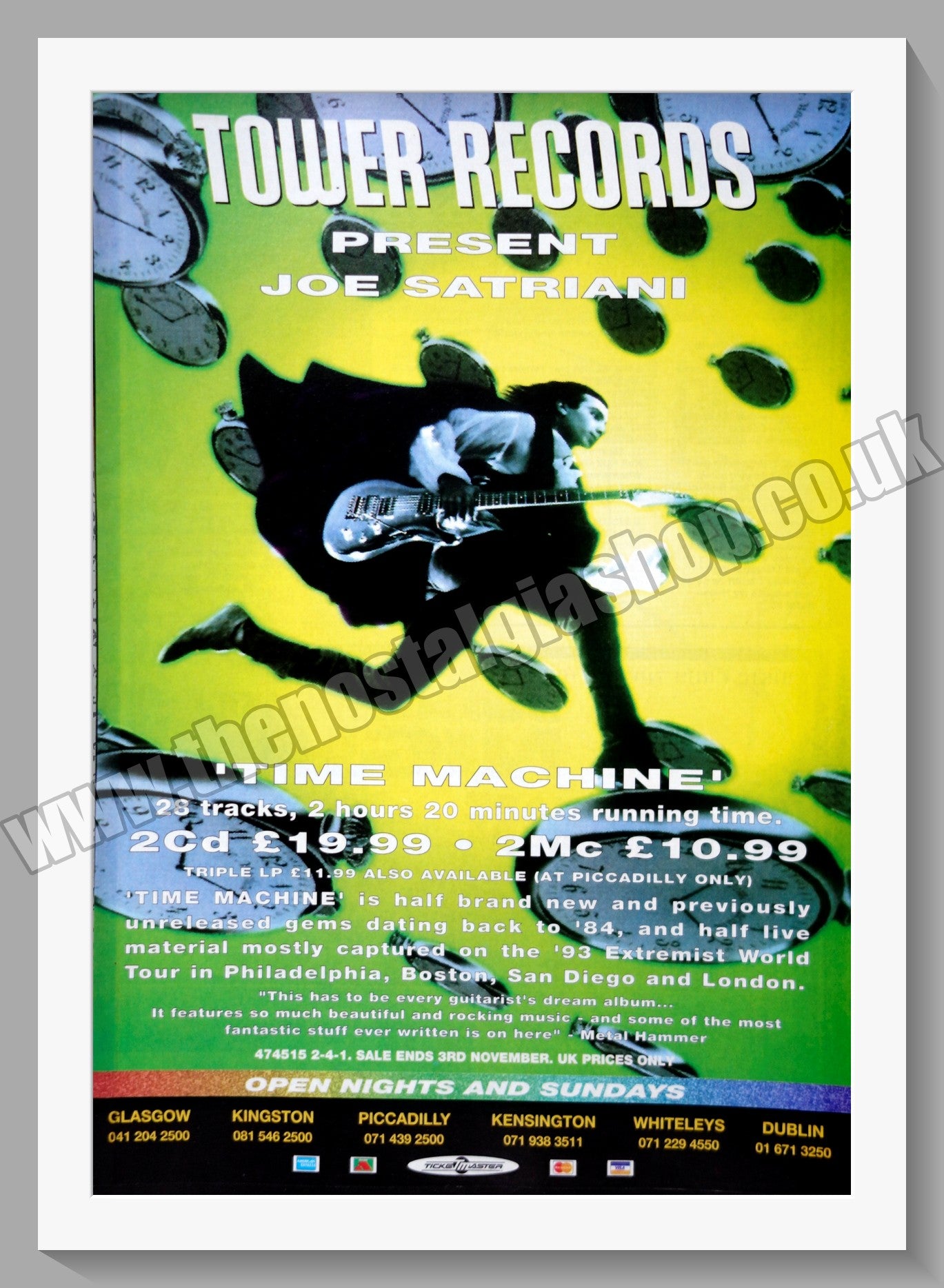 Joe Satriani Time Machine. 1993 Original Advert (ref AD60657) – The ...
