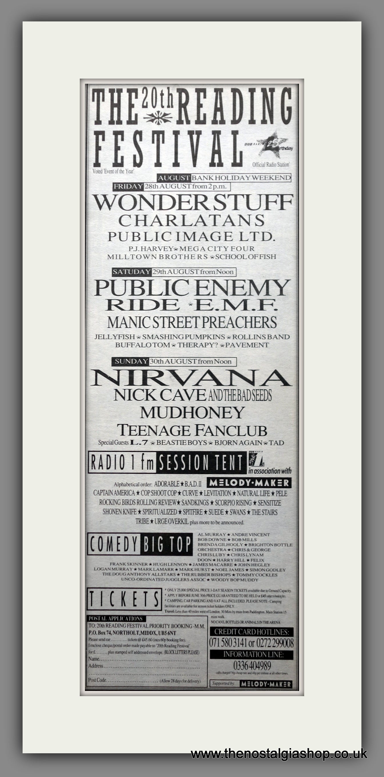 Reading Festival 1992. Original Advert 1992 (ref AD200463) – The ...