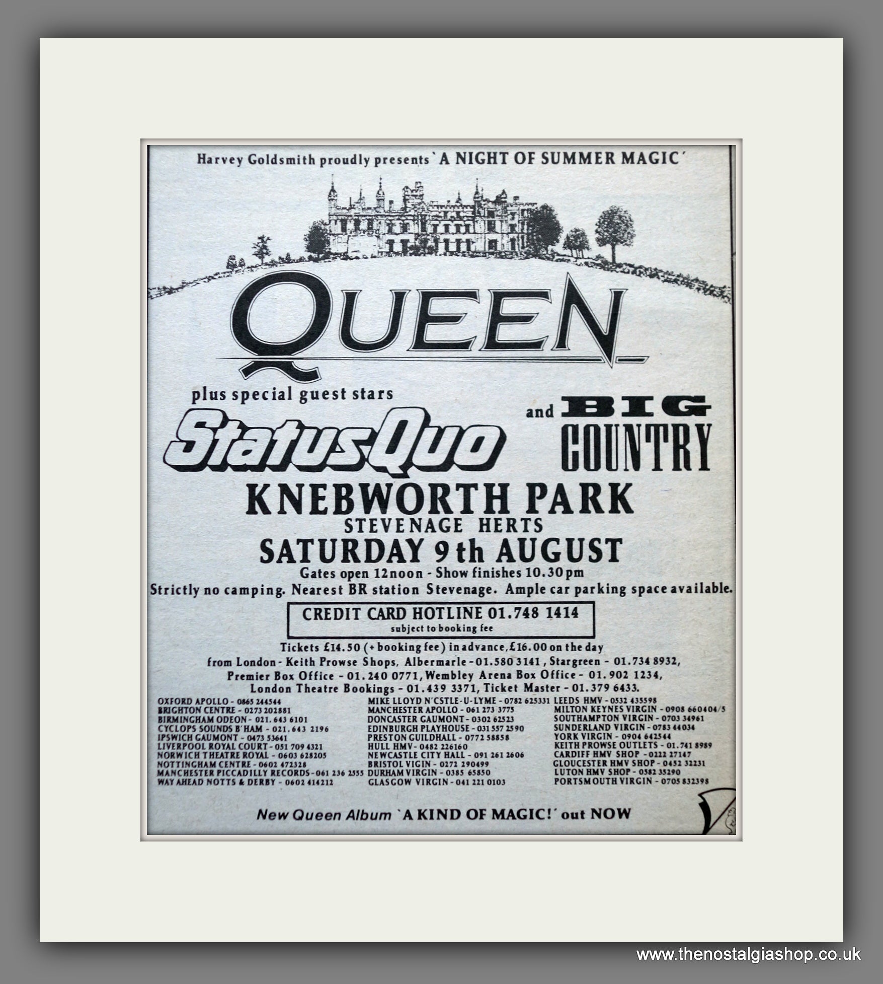 Queen & Status Quo. Knebworth Park. 1986 Original Advert (ref AD60860 ...