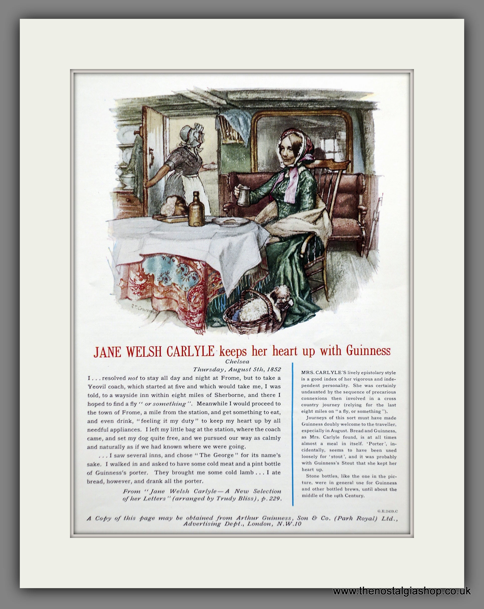 Guinness. Jane Welsh Carlisle. 1955 Original Advert (ref AD60829) – The ...