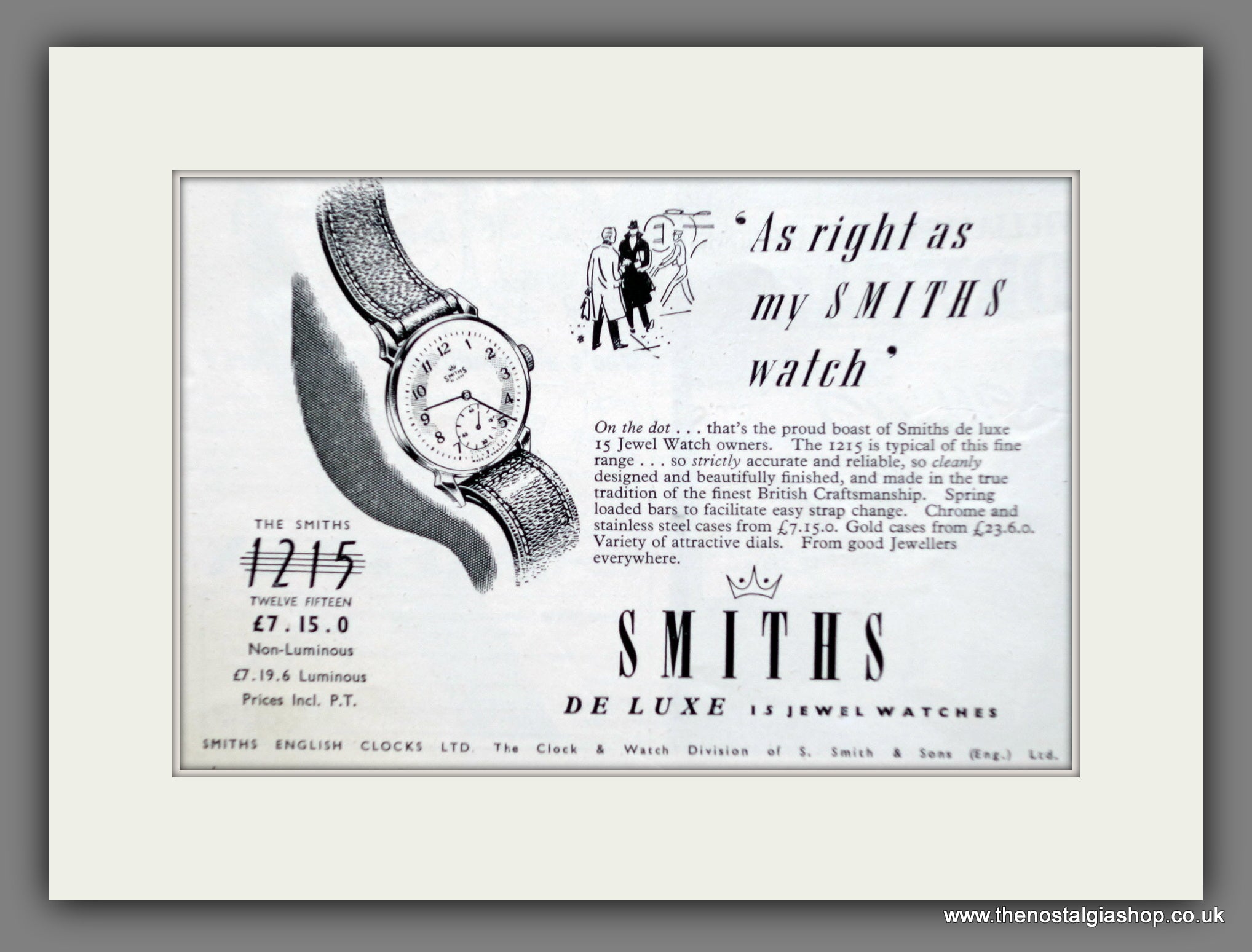 Smiths Twelve-Fifteen Watch. Original Advert 1952 (ref AD60872) – The ...