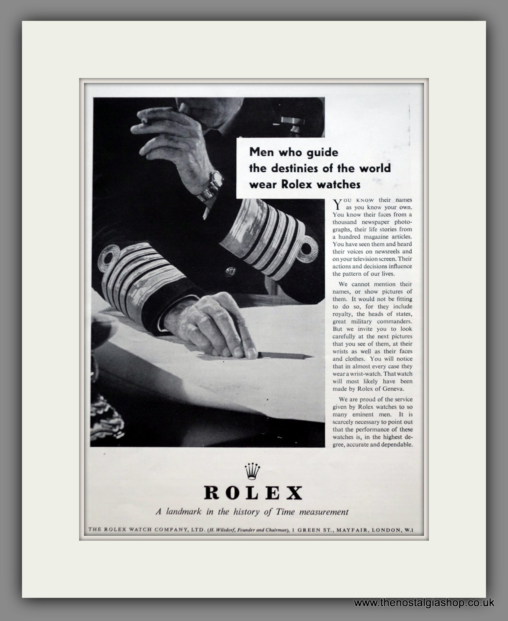 Rolex Watches. Original Advert 1956 (ref AD60886) – The Nostalgia Shop