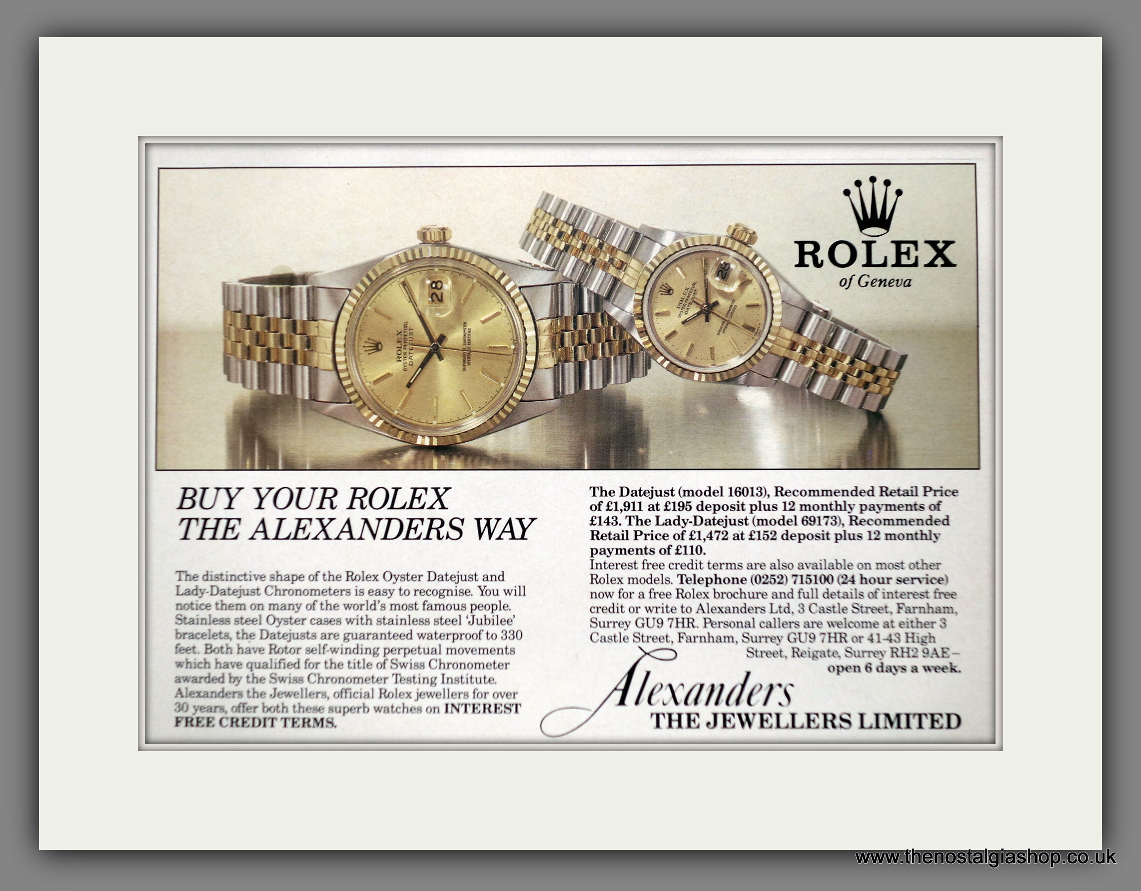 Rolex Watches. Original Advert 1988 (ref AD60888) – The Nostalgia Shop