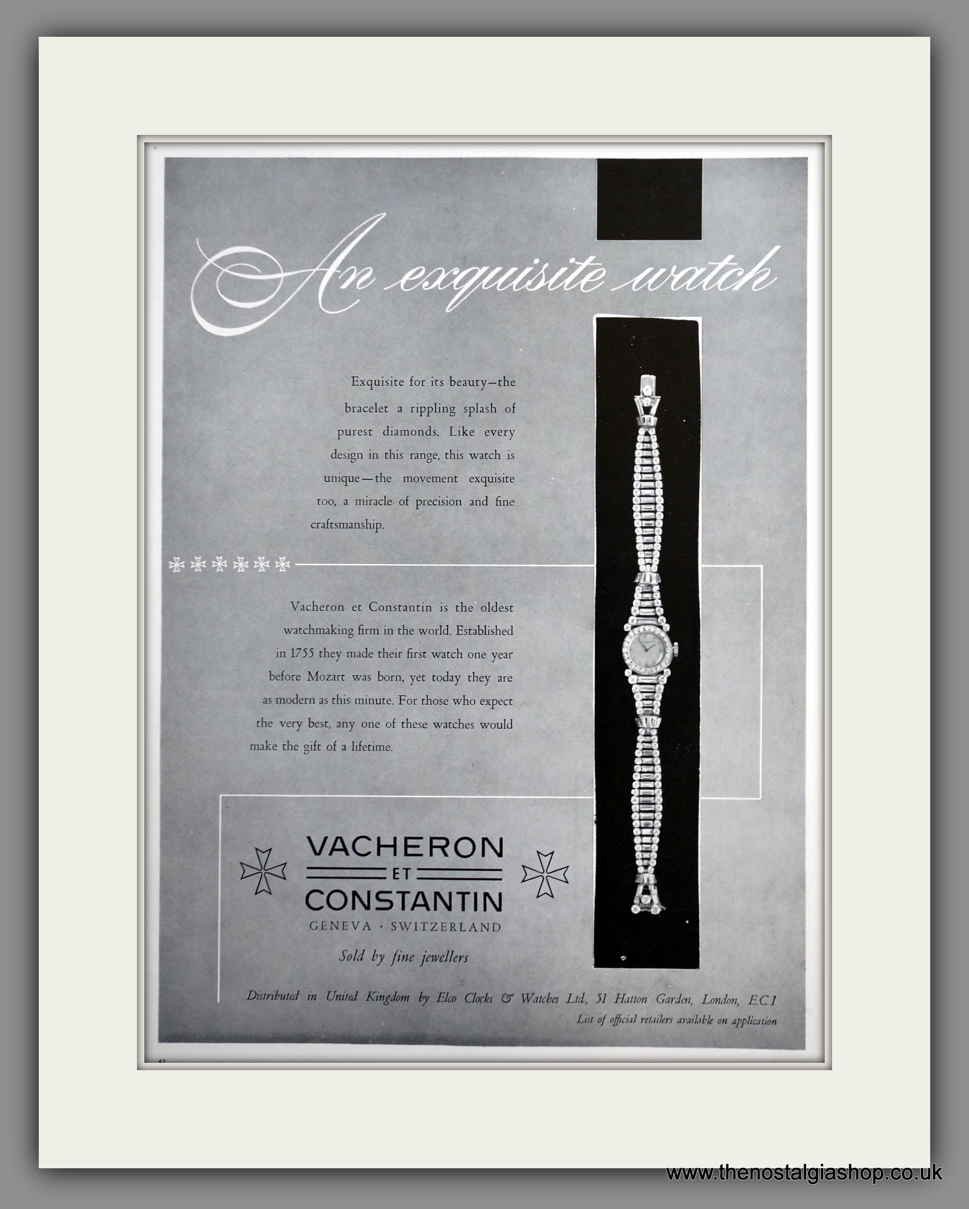 Vacheron ET Constantin Ladies Watches. Original Advert 1956 (ref AD301 ...