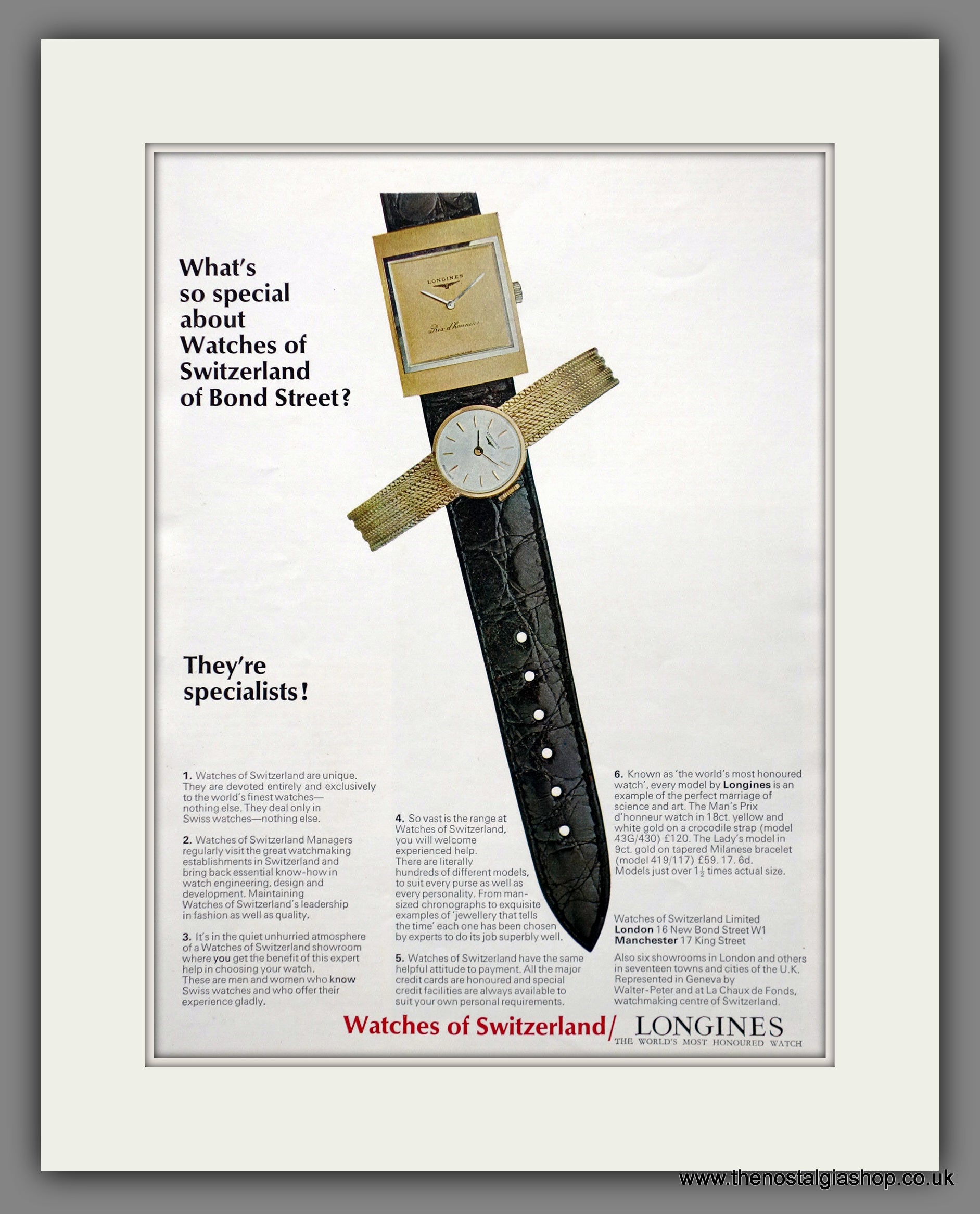 Longines Watches Original Advert 1966 (ref AD301273) – The Nostalgia Shop