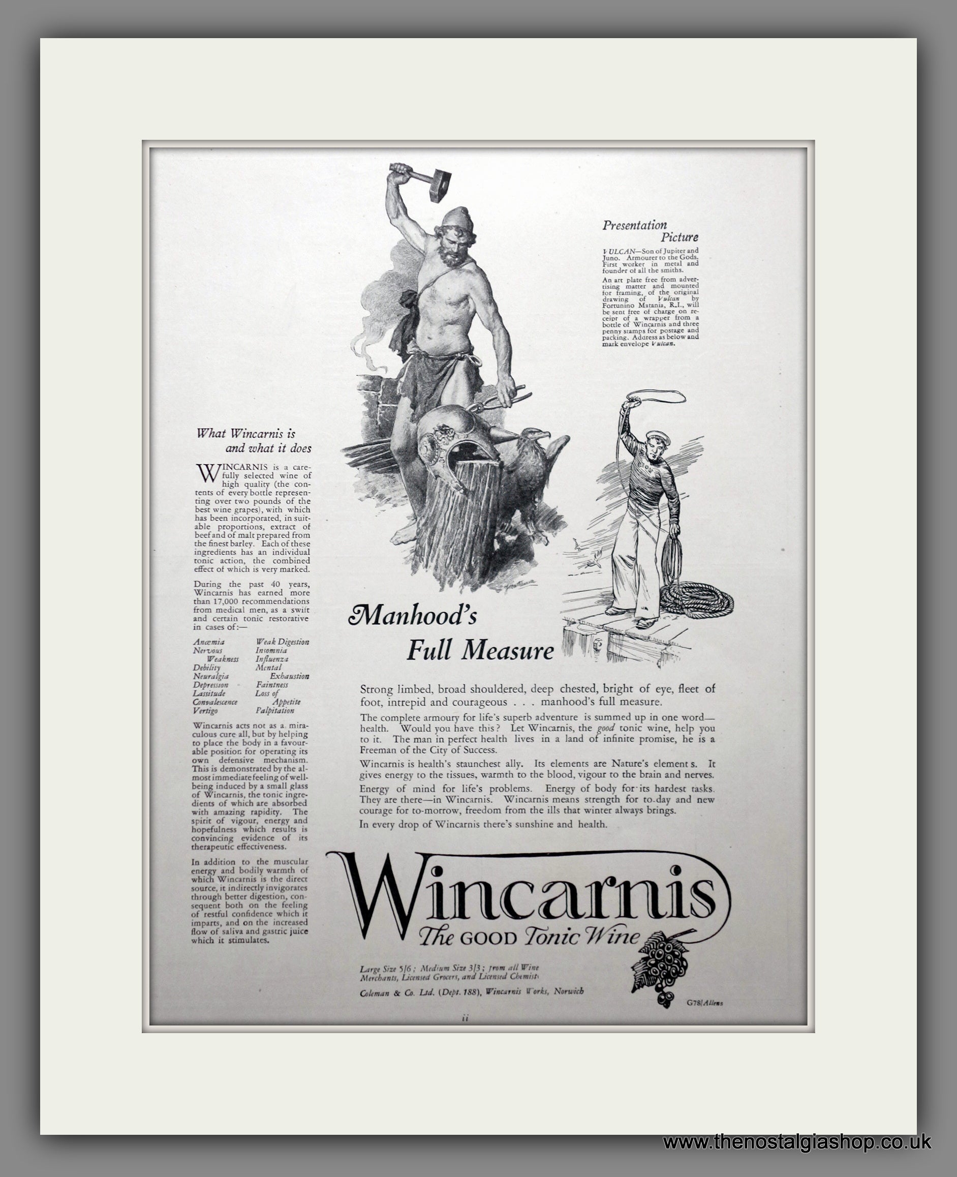 Wincarnis Tonic Wine. Original Advert 1927 (ref AD301054) – The ...