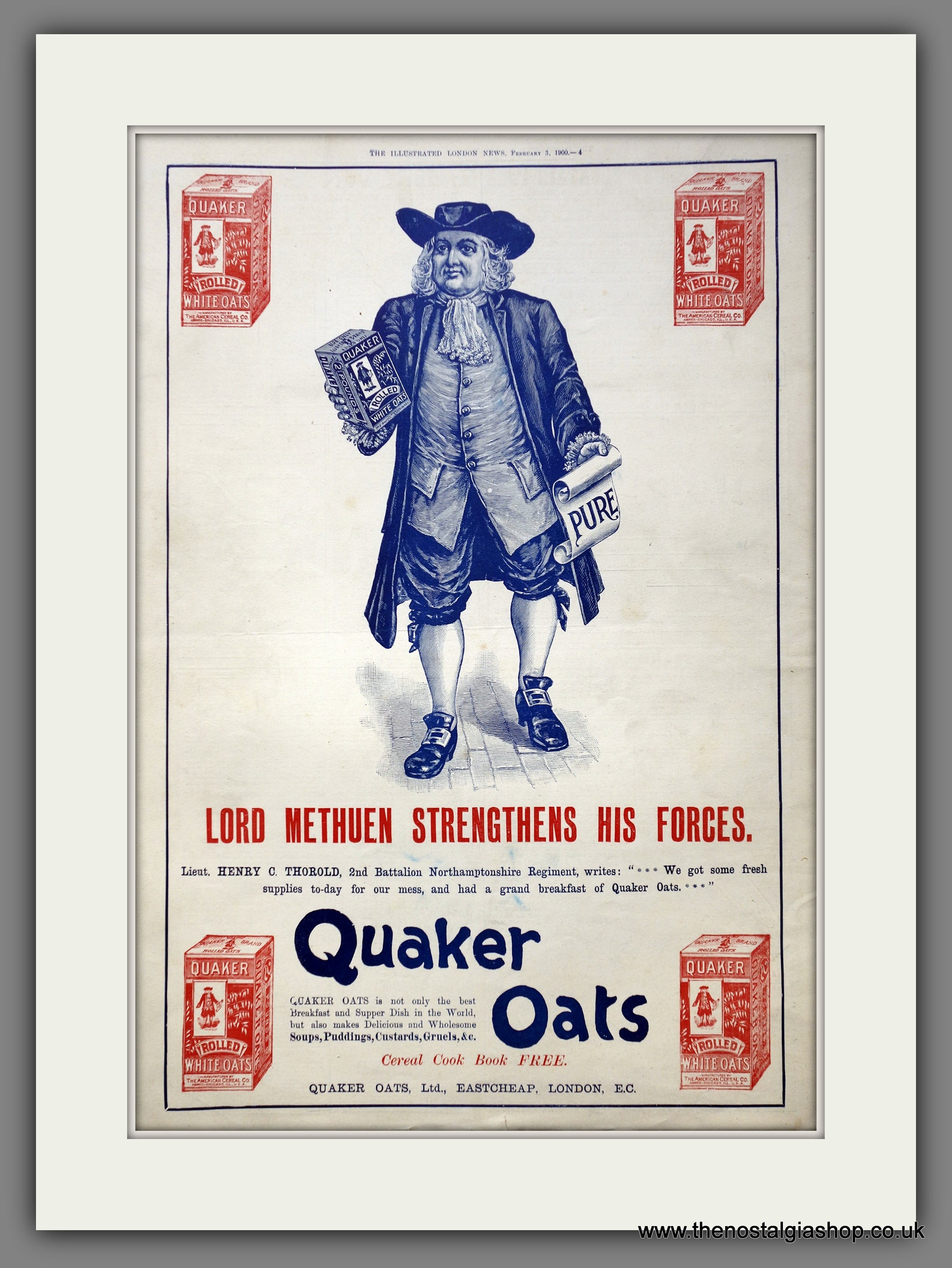 Quaker Oats. Large Original Advert 1900 (ref AD15421) – The Nostalgia Shop