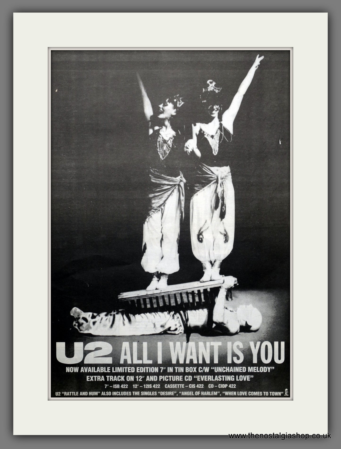 U2 All I Want Is You. Original Advert 1989 (ref AD15493) – The Nostalgia Shop