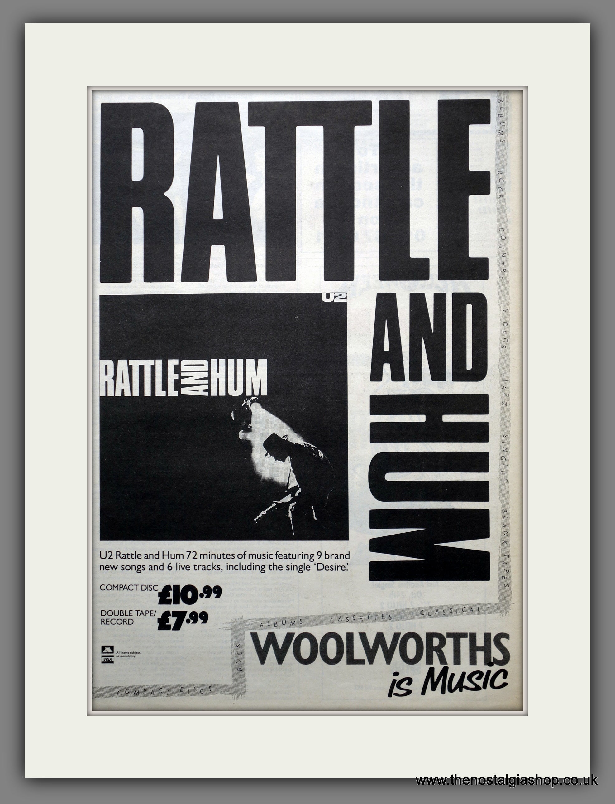 U2 Rattle And Hum. Original Advert 1988 (ref AD15494) – The Nostalgia Shop