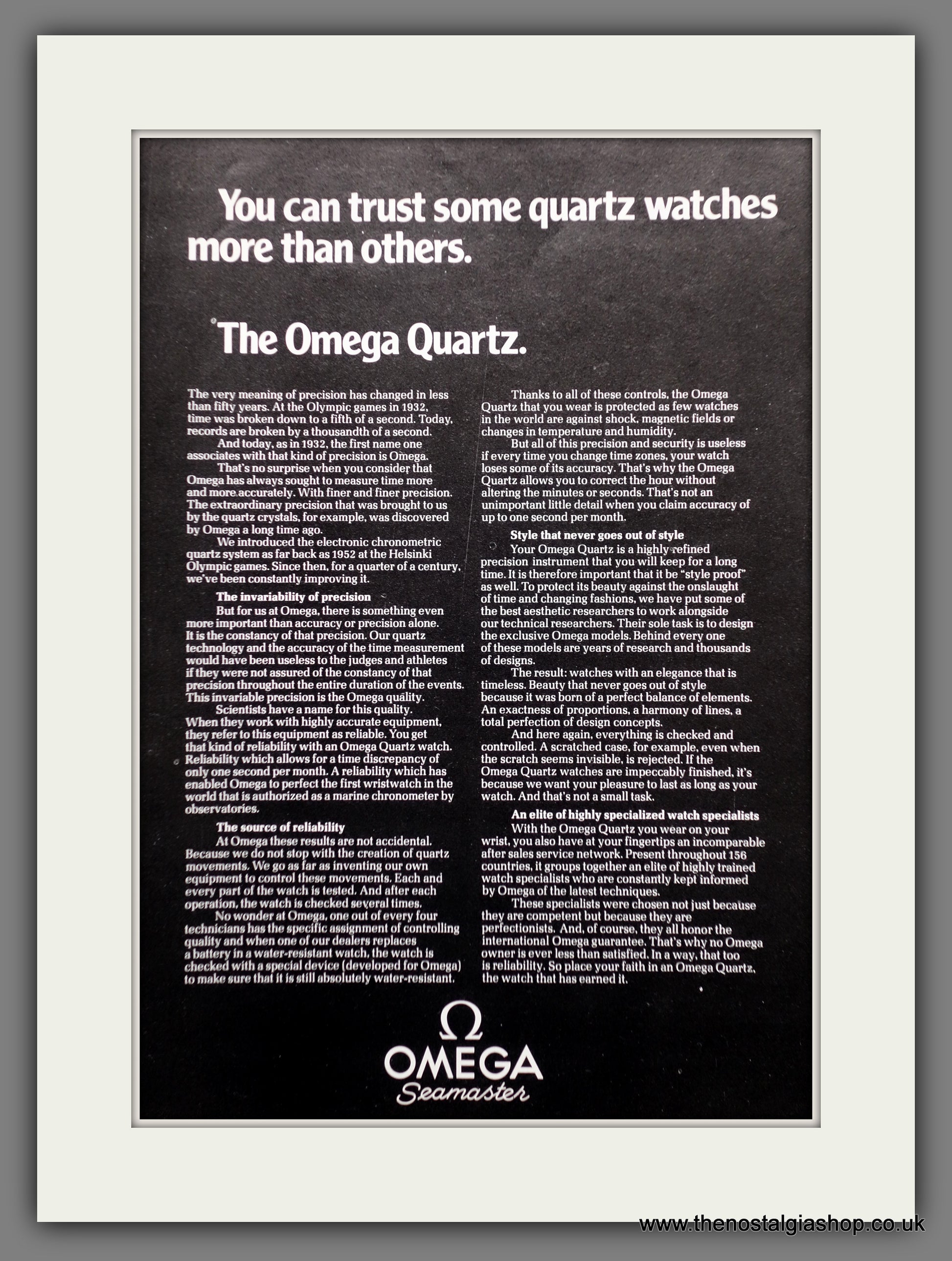 Omega Seamaster Watch. Original Double Advert 1976 (ref AD60892) – The ...