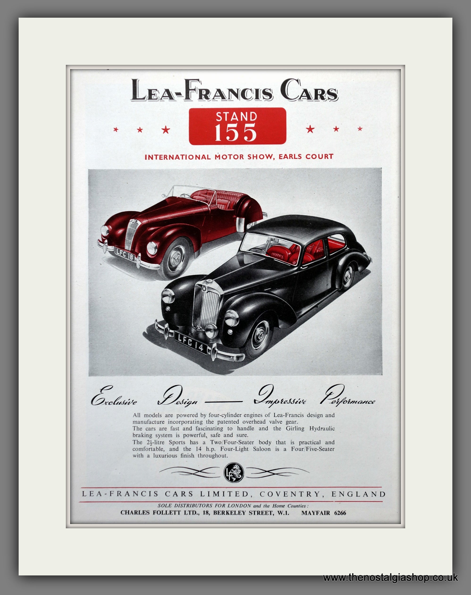 Lea-Francis Motor Cars. 1952 Original Advert (ref AD60933) – The ...