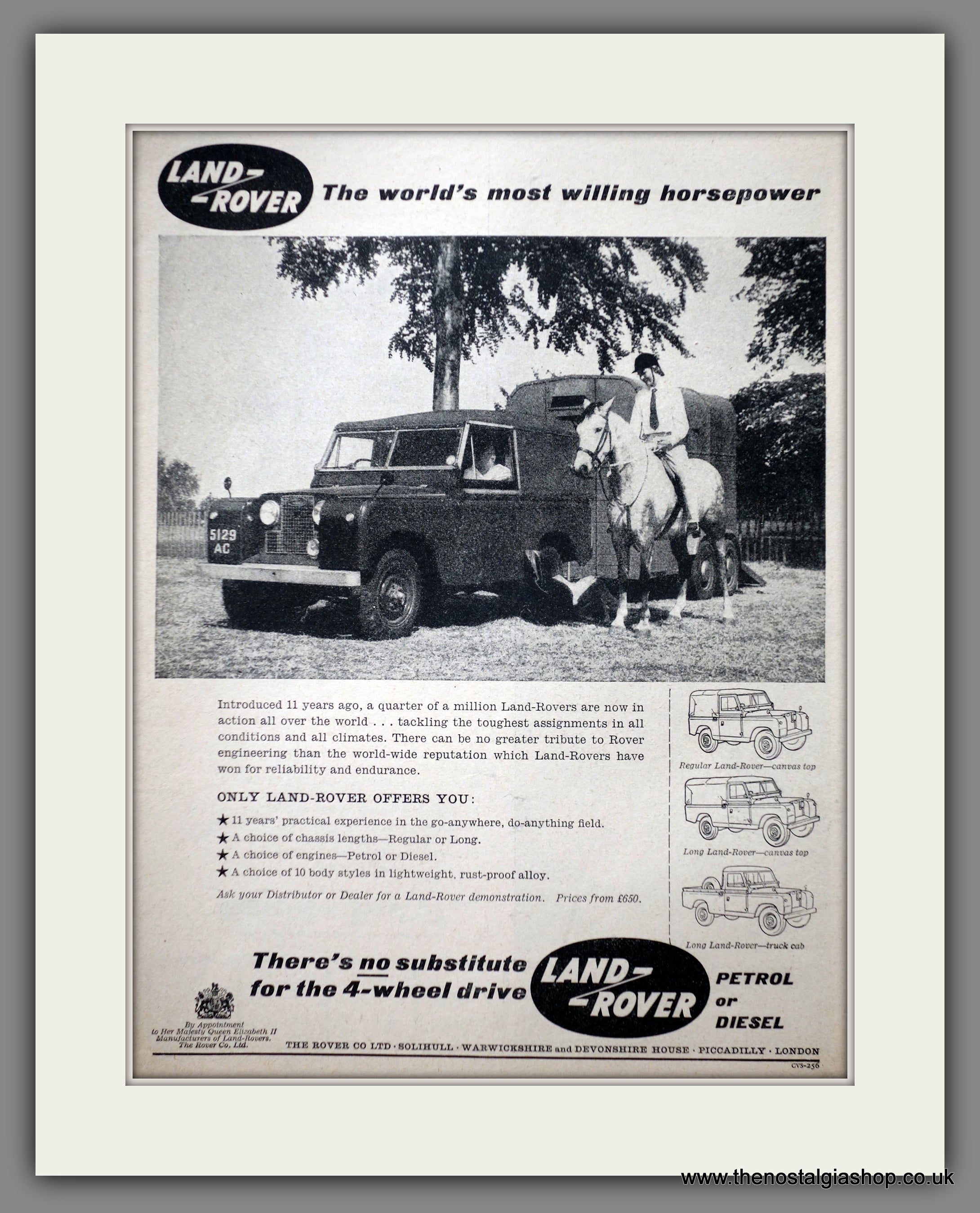 Land Rover. 1959 Original Advert (ref AD61016) – The Nostalgia Shop