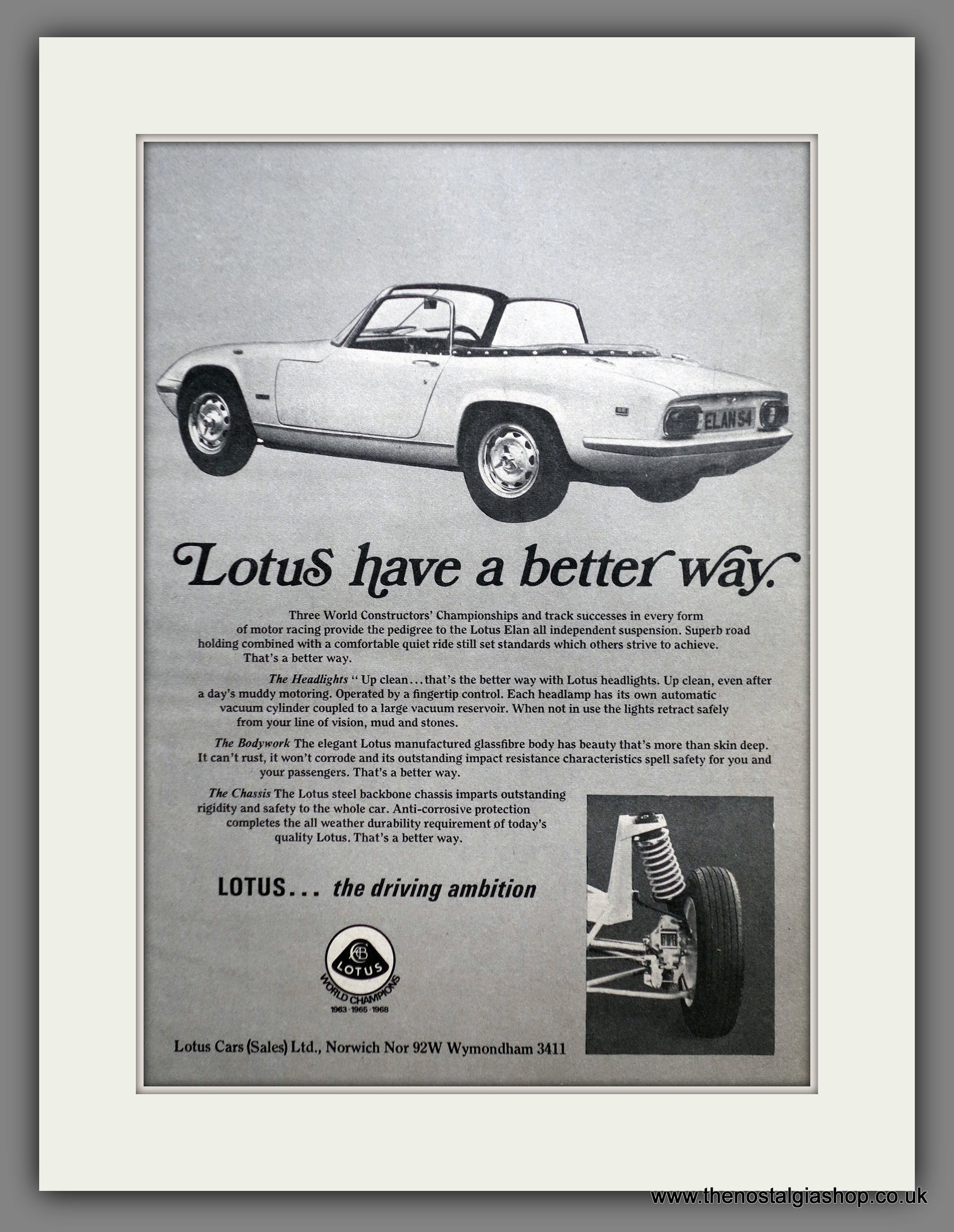 Lotus Elan 1969 Original Advert (ref AD60992) – The Nostalgia Shop