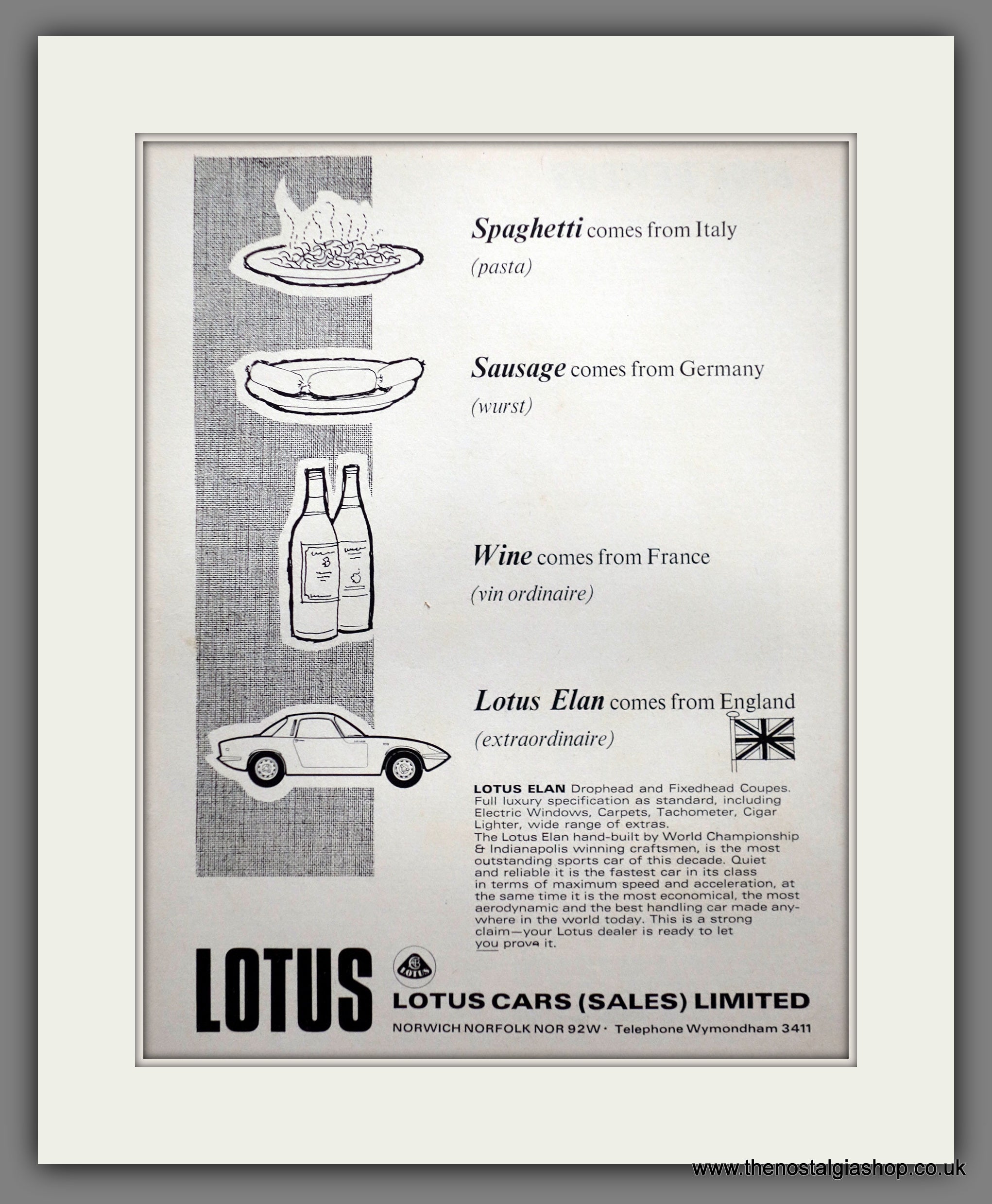 Lotus Elan 1967 Original Advert (ref AD60996) – The Nostalgia Shop