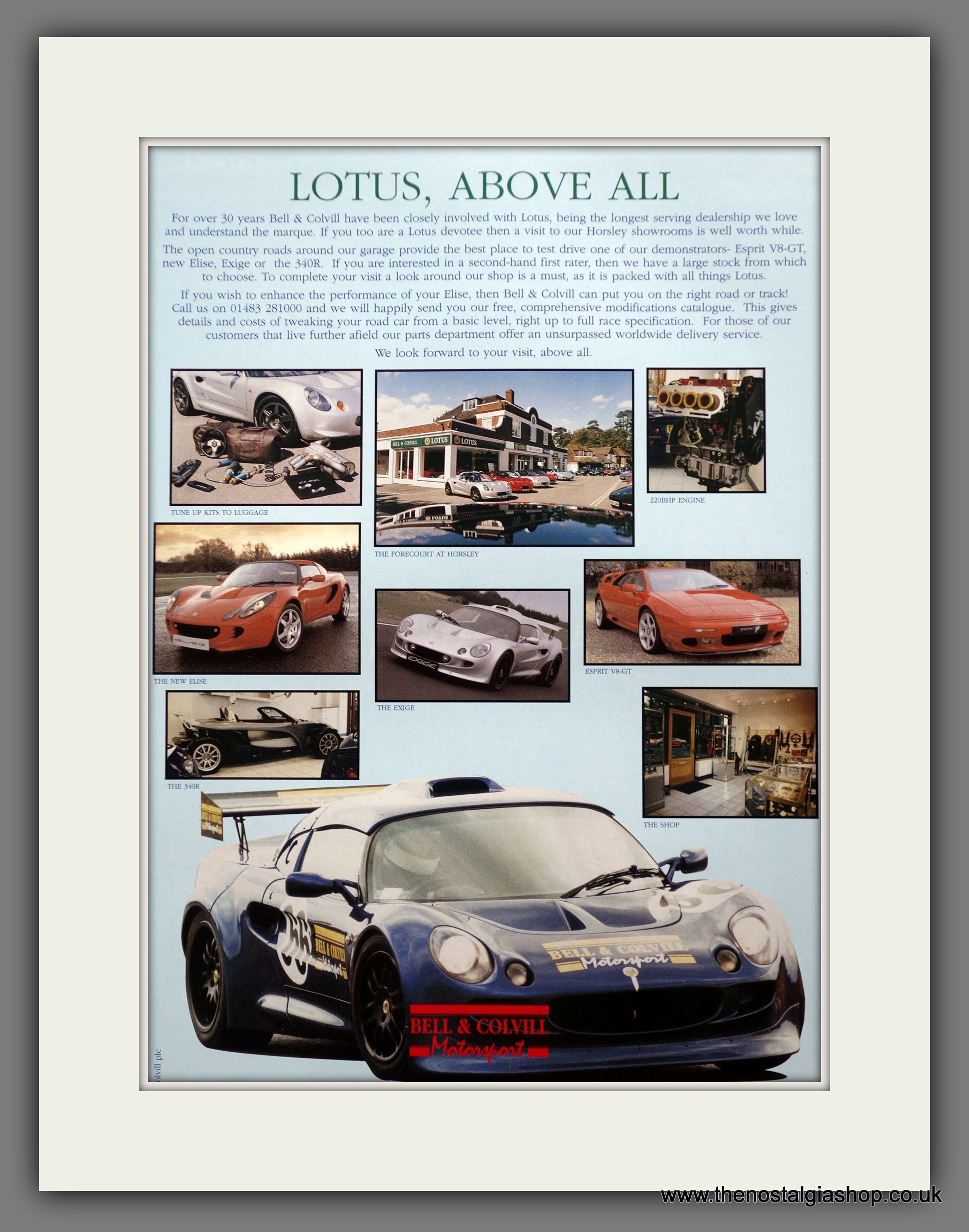 Lotus Cars. 2001 Original Advert (ref AD61064) – The Nostalgia Shop