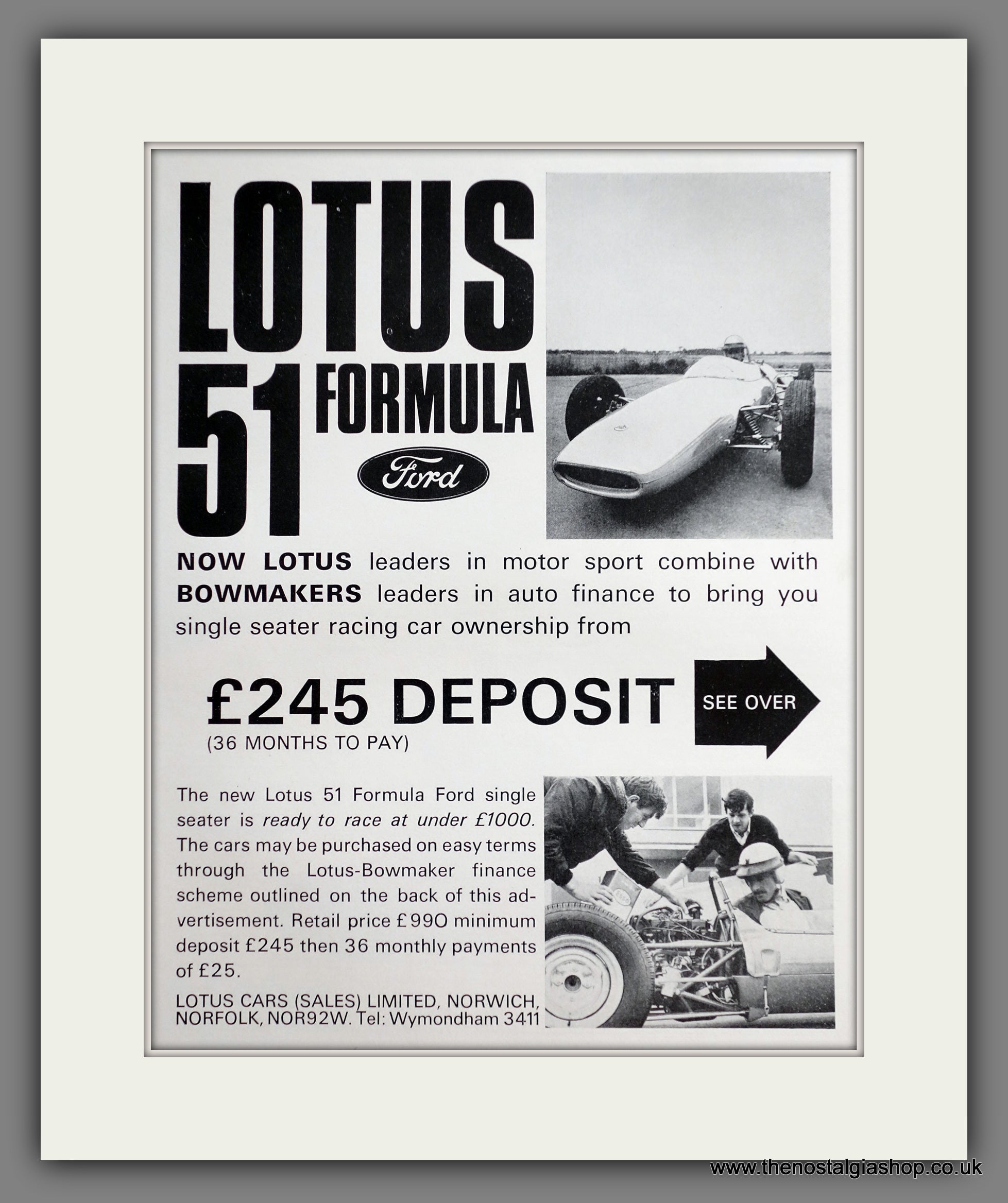 Lotus 51 Formula Ford. 1967 Original Advert (ref AD61142) – The ...
