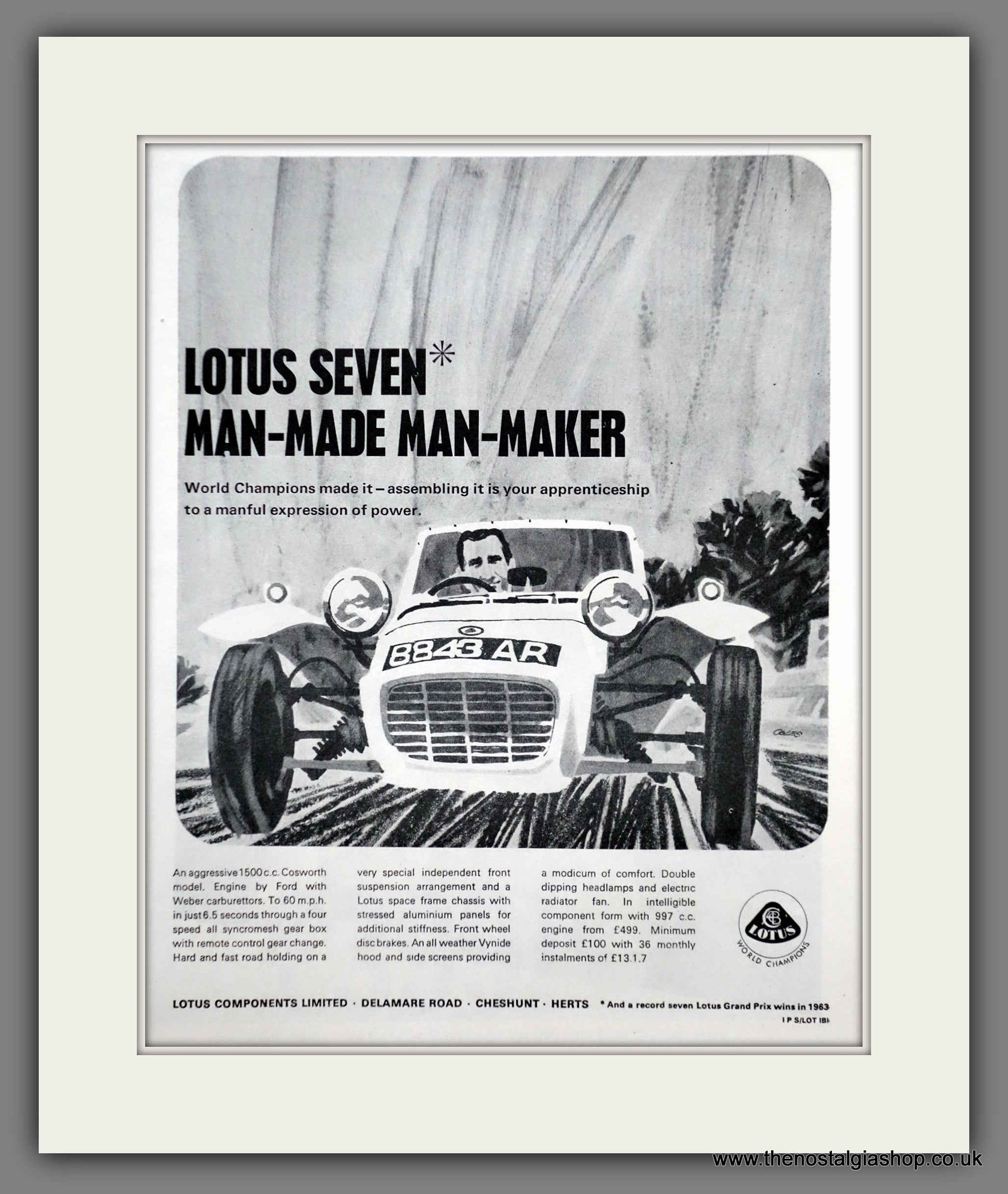 Lotus Seven. 1964 Original Advert (ref AD61163) – The Nostalgia Shop