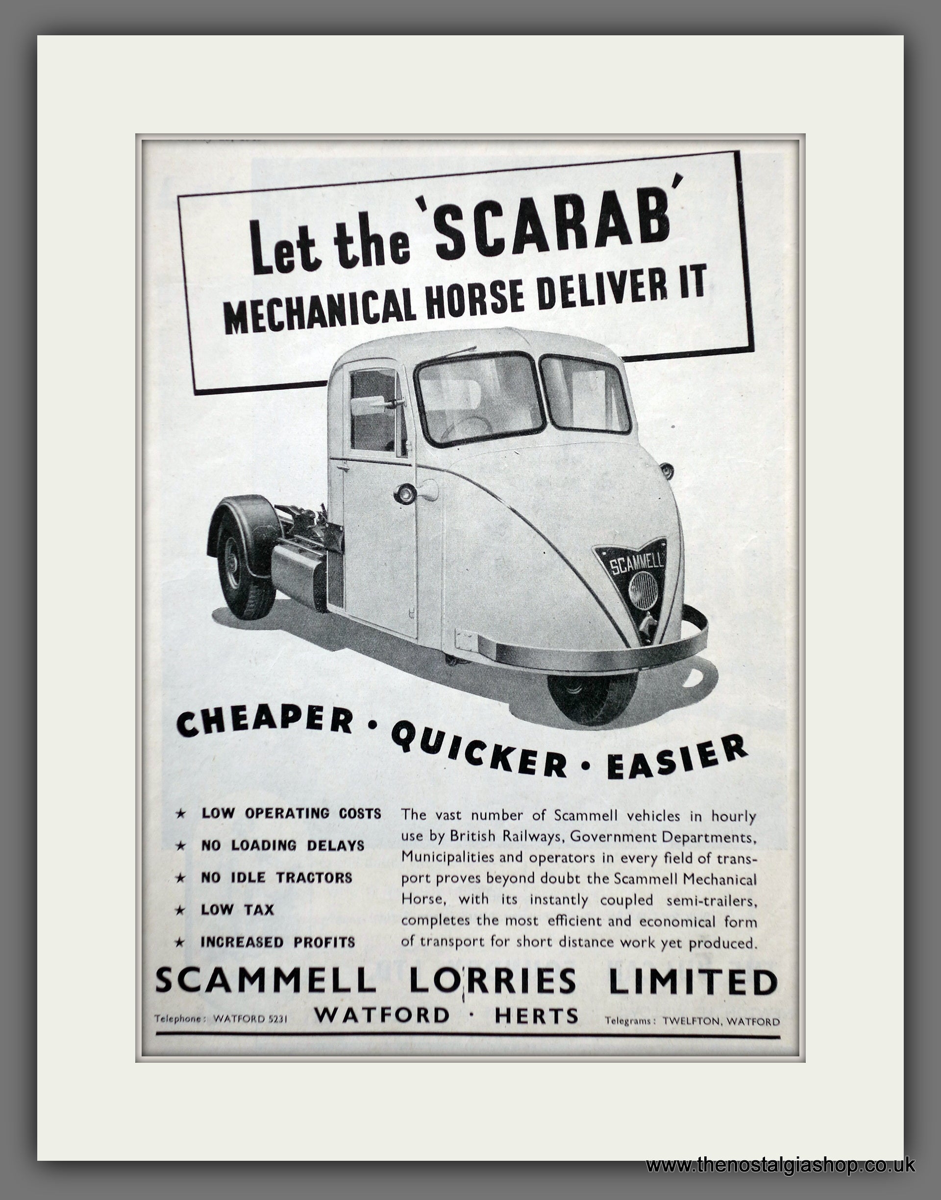 Scammel Scarab. Mechanical Horse. Original Advert 1949 (ref AD61077 ...