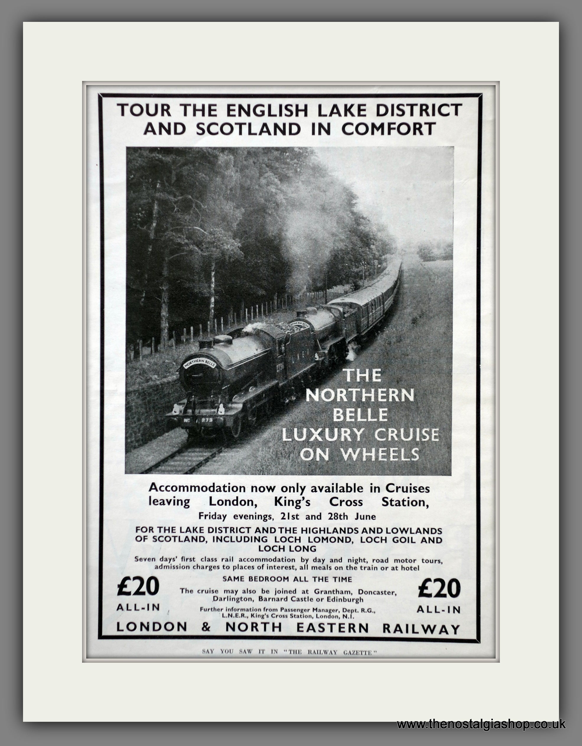 L.N.E.R. Northern Belle Luxury Cruise. Original Advert 1935 (ref AD611 ...