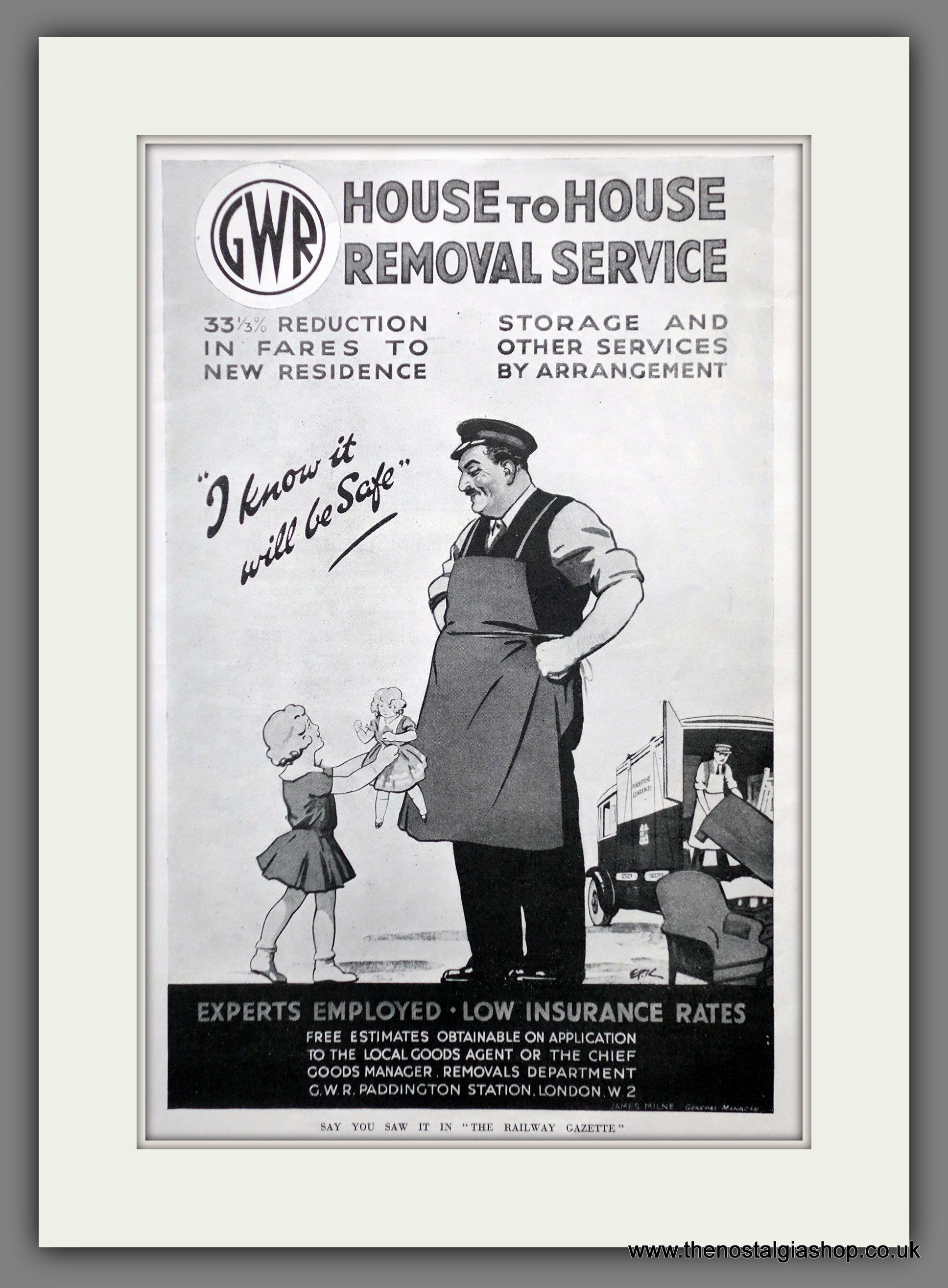 GWR House to House Removal Service. Original Advert 1935 (ref AD61106 ...