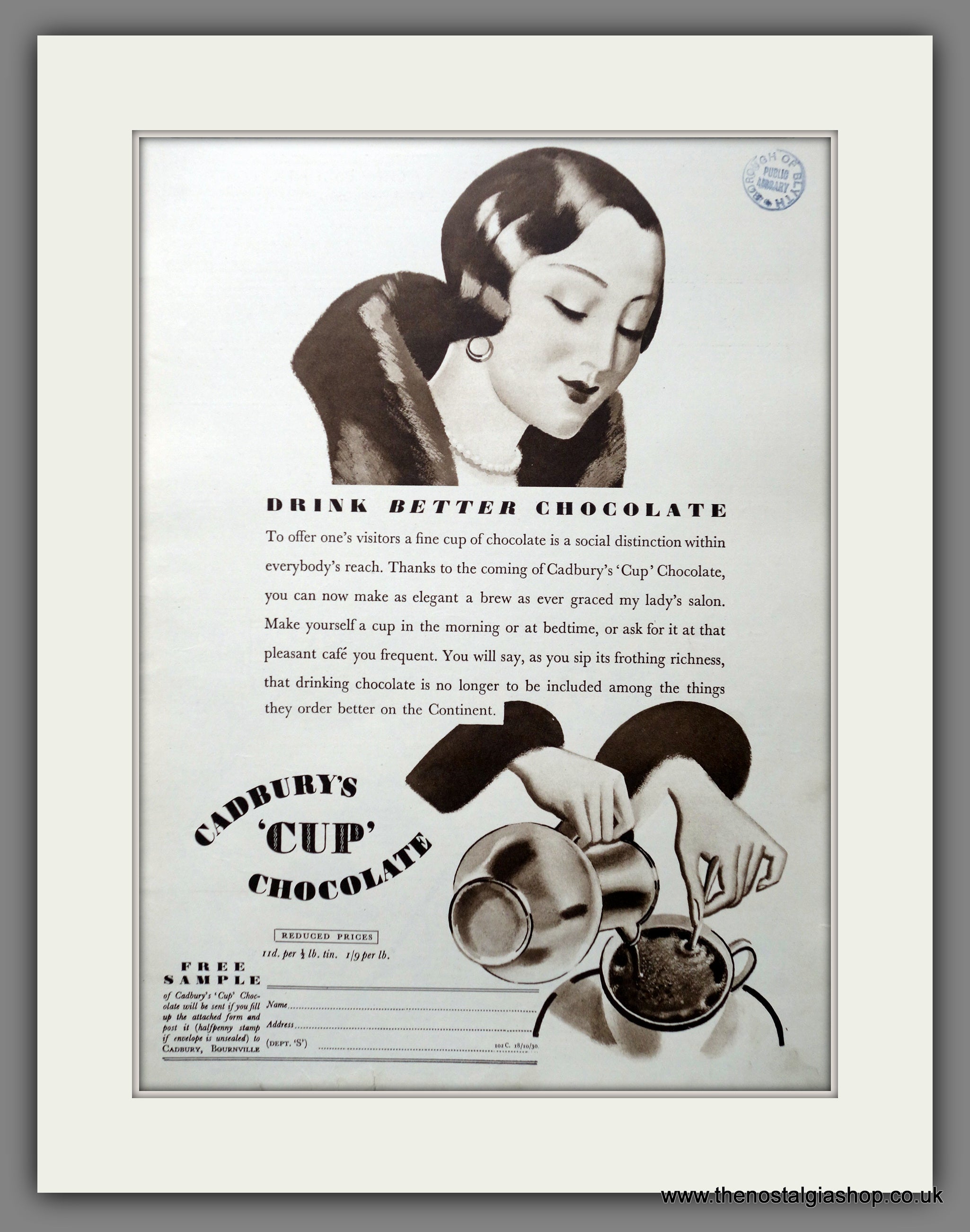 Cadbury's Drinking Chocolate. Original Advert 1930 (ref AD301373) – The ...