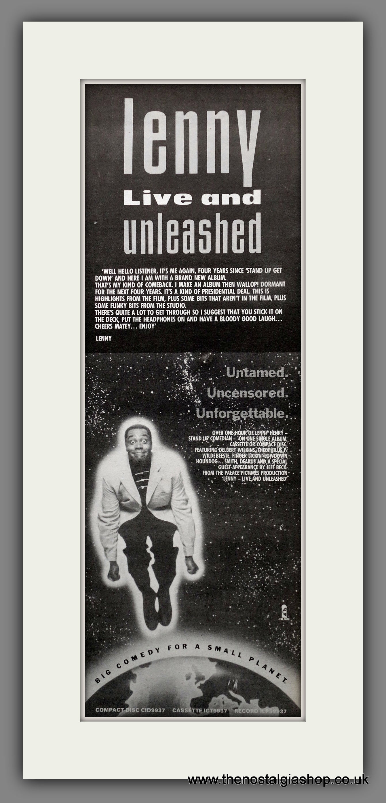 Lenny Live And Unleashed. Original Advert 1989 (ref AD200760) – The ...