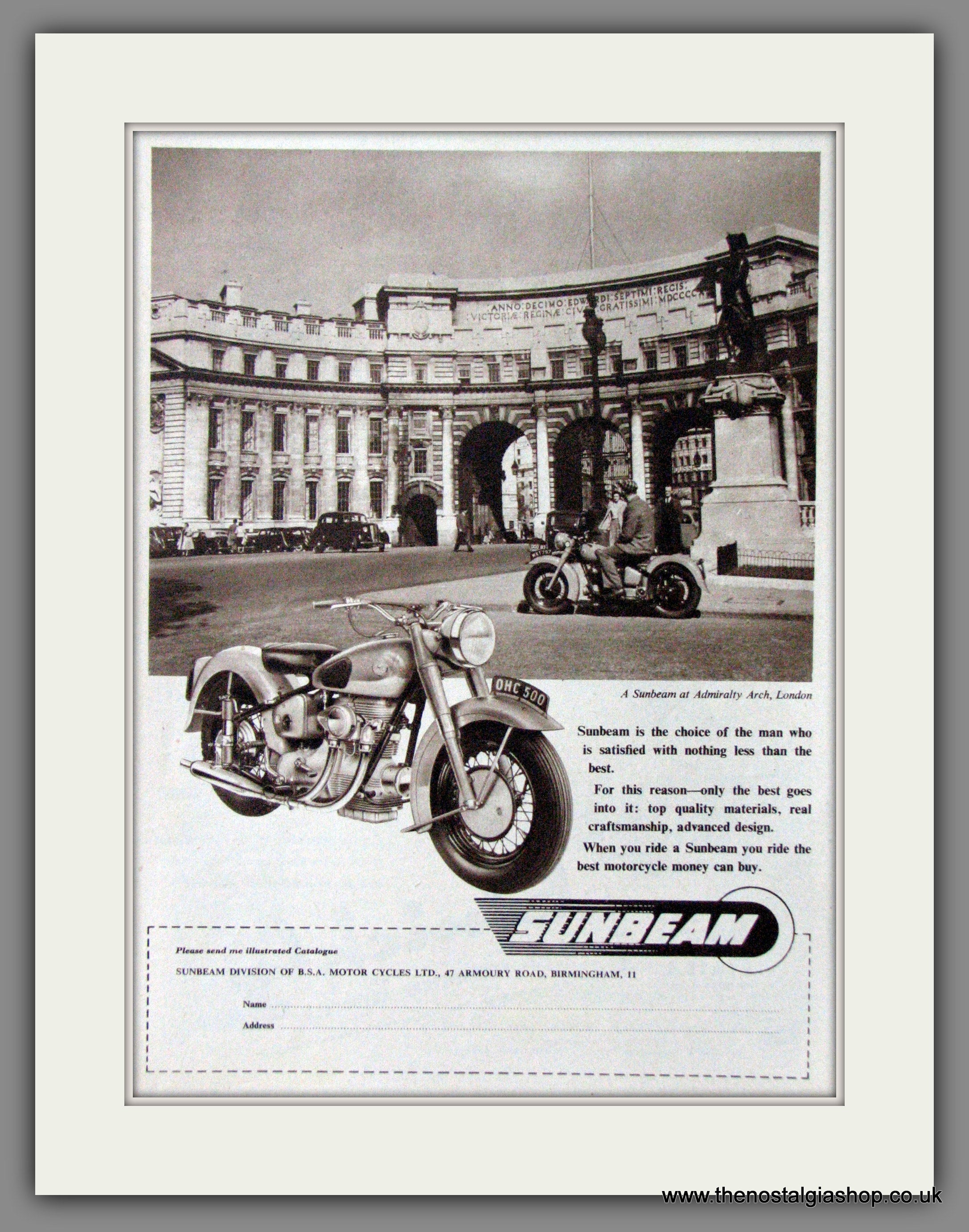 Sunbeam 500 O.H.C. Motorcycles. 1955 Original Advert. (ref AD52217 ...