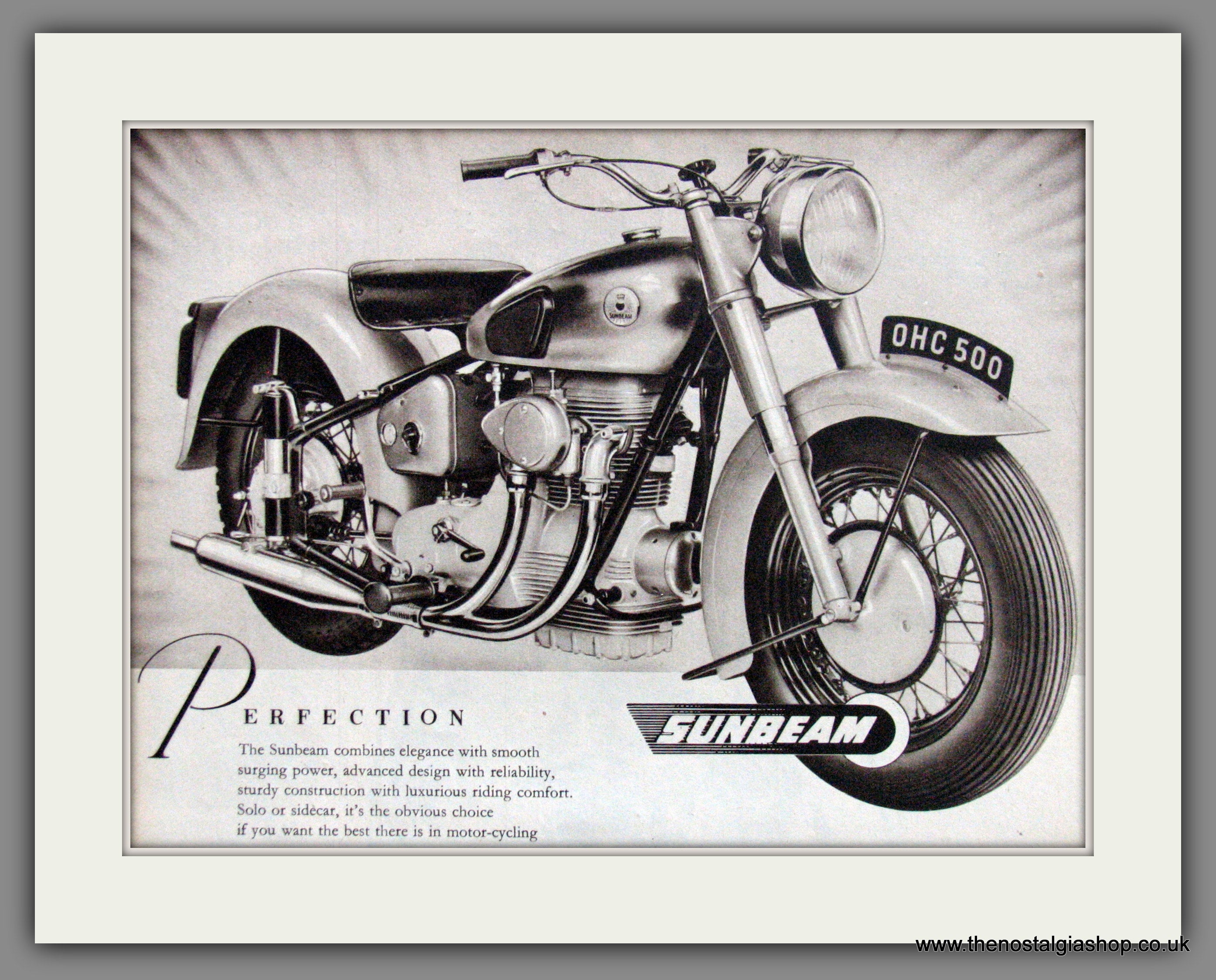 Sunbeam 500 O.H.C. Motorcycle. 1954 Original Advert. (ref AD52228 ...