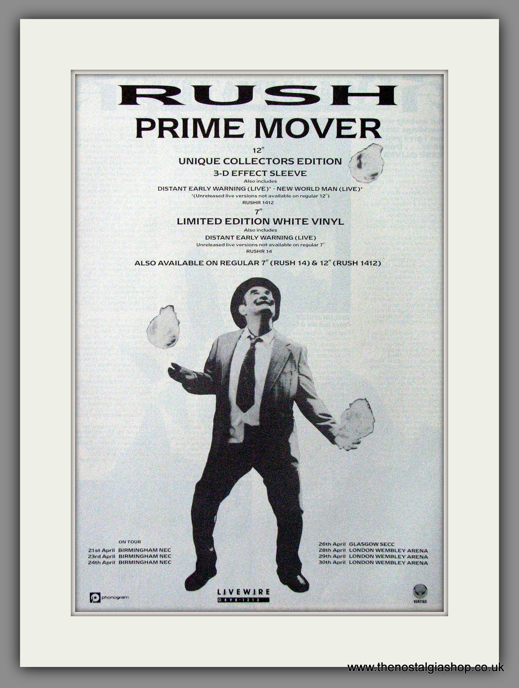 Rush. Prime Mover. 1988 Original Advert (ref AD54380) – The Nostalgia Shop