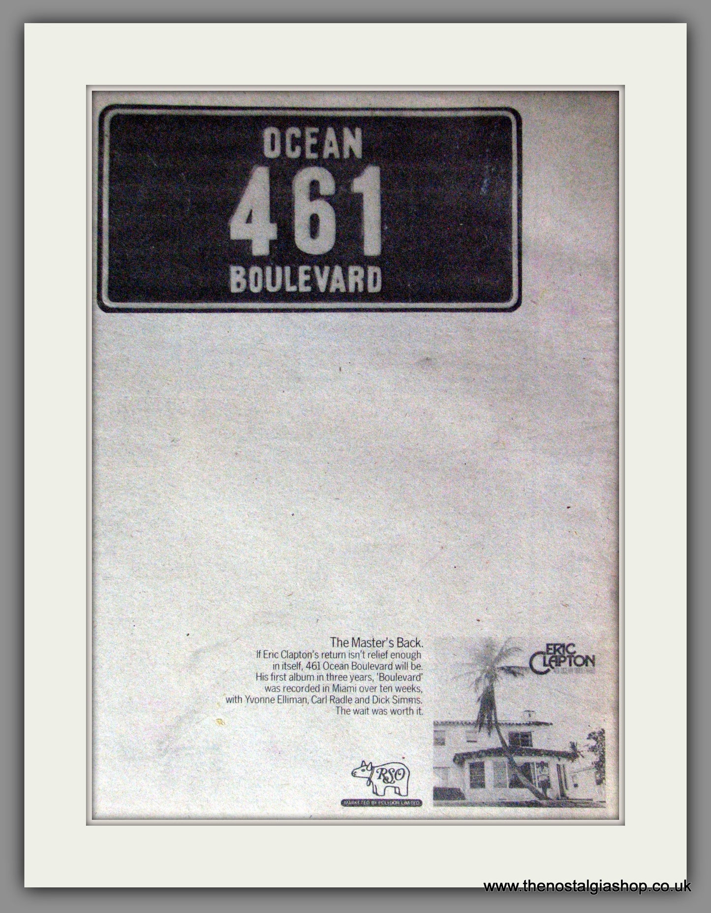 Eric Clapton. 461 Ocean Boulevard. Original Advert 1974 (ref AD52914 ...