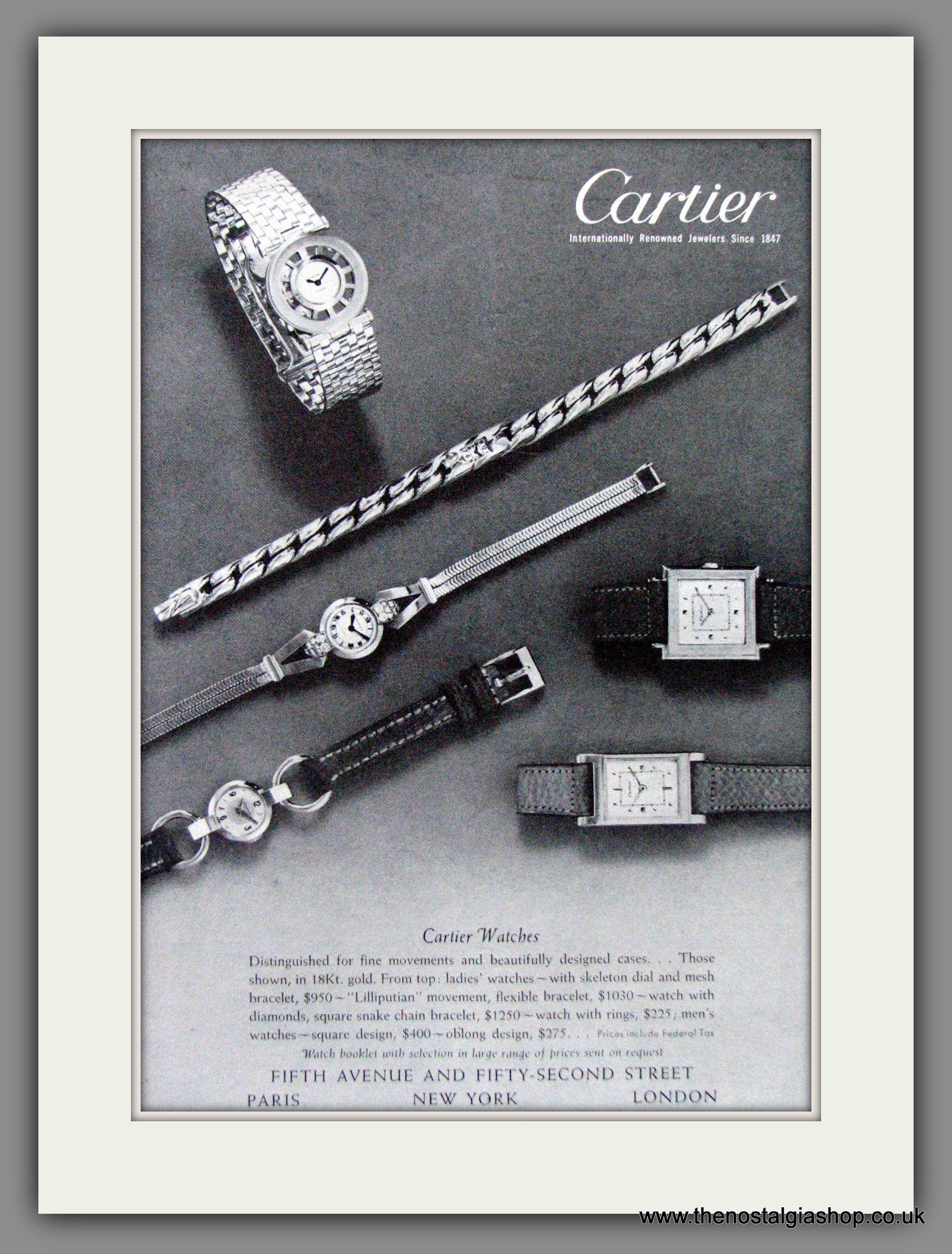 Cartier Watches. Original American Advert 1949 (ref AD52981) – The ...