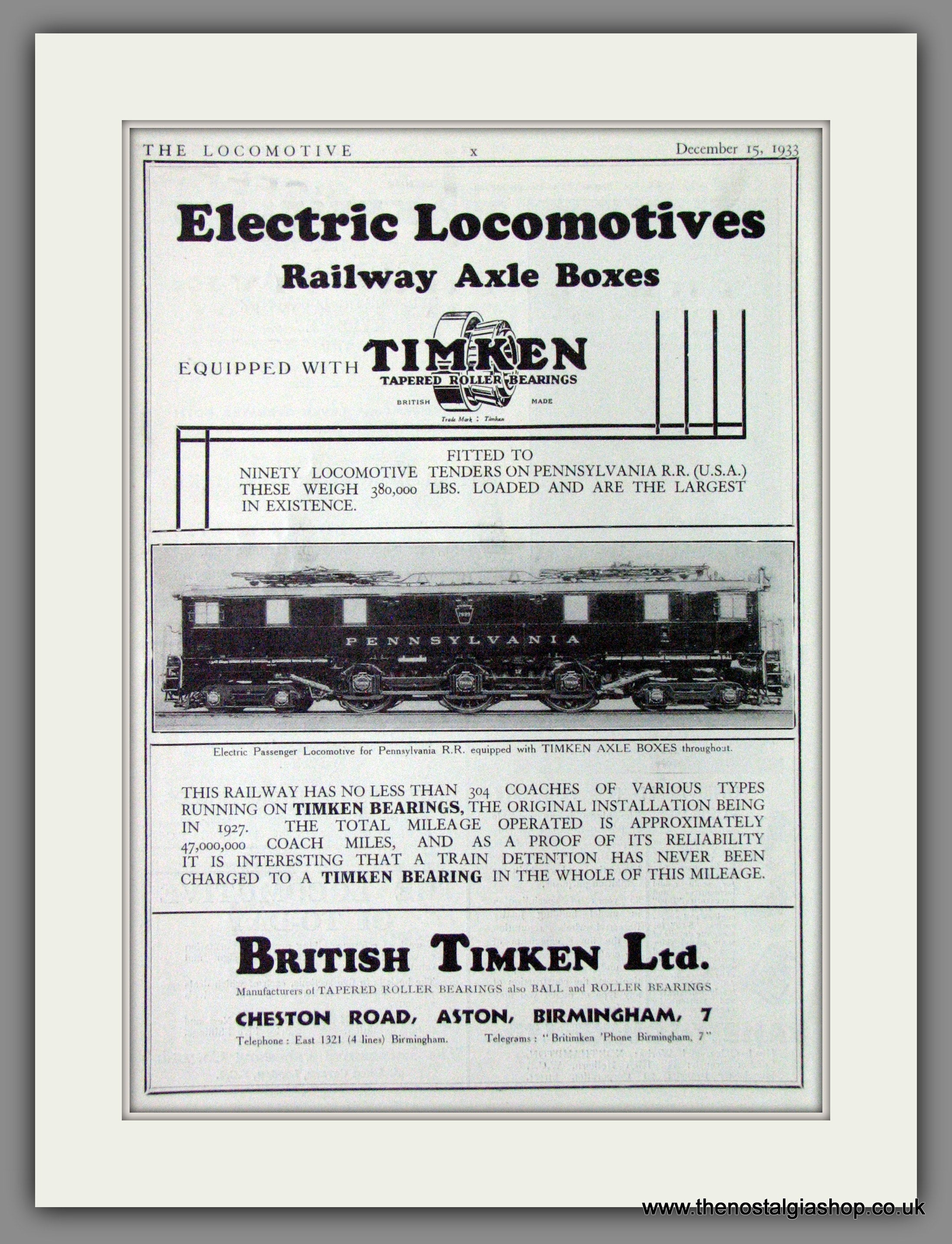 British Timkin Railway Axle Boxes for Electric Locomotives. Original A ...