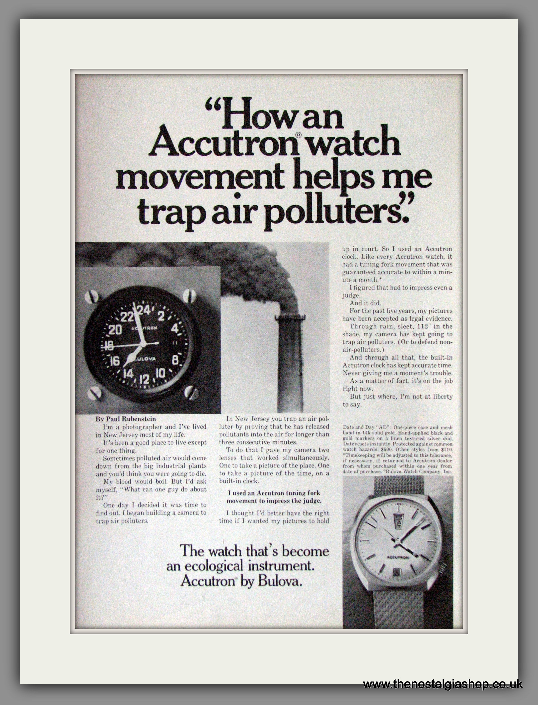 Bulova Accutron Day And Date Watch. Original Advert 1971 (ref AD53363 ...