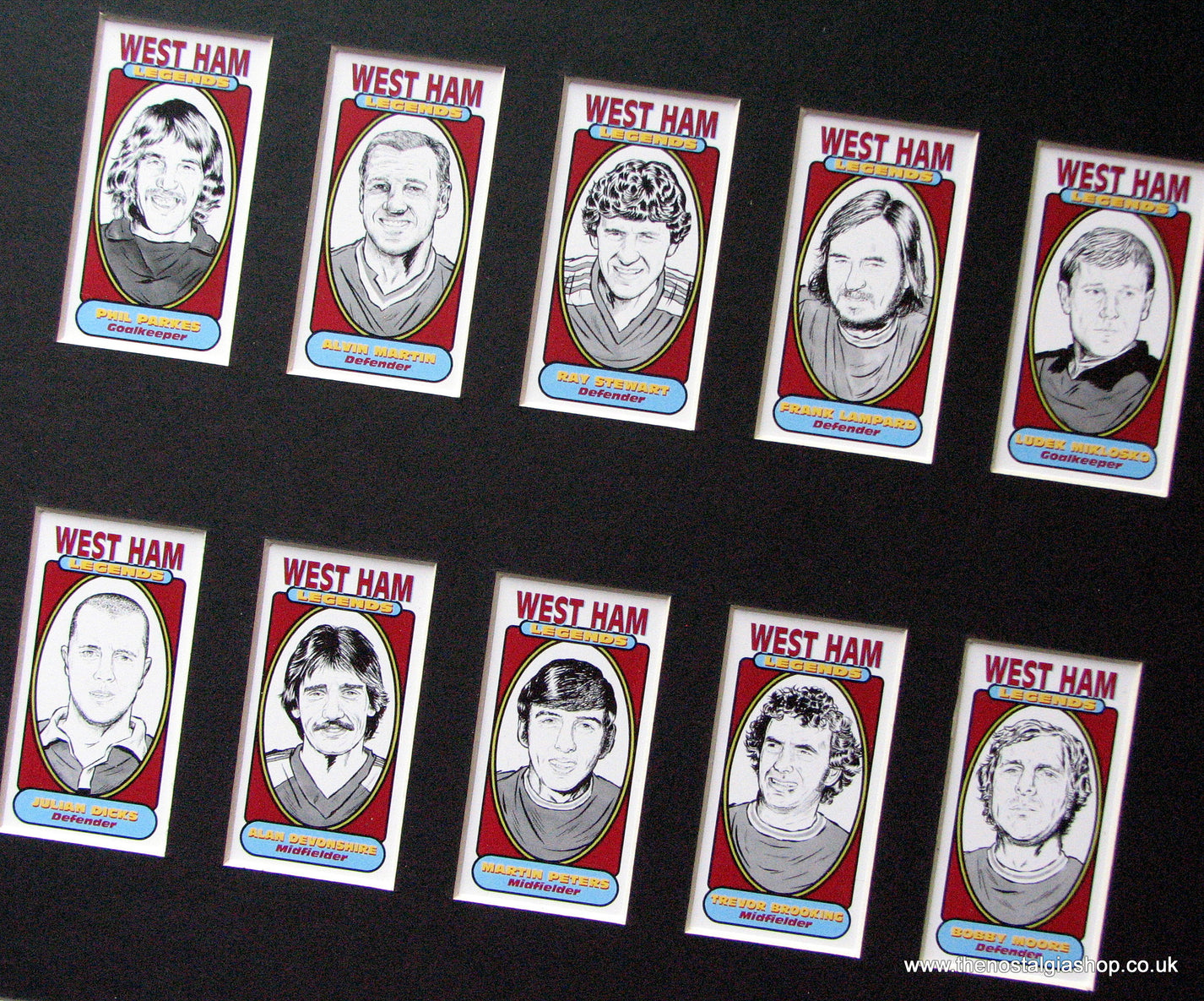 West Ham Legends. Mounted Football Card Set – The Nostalgia Shop