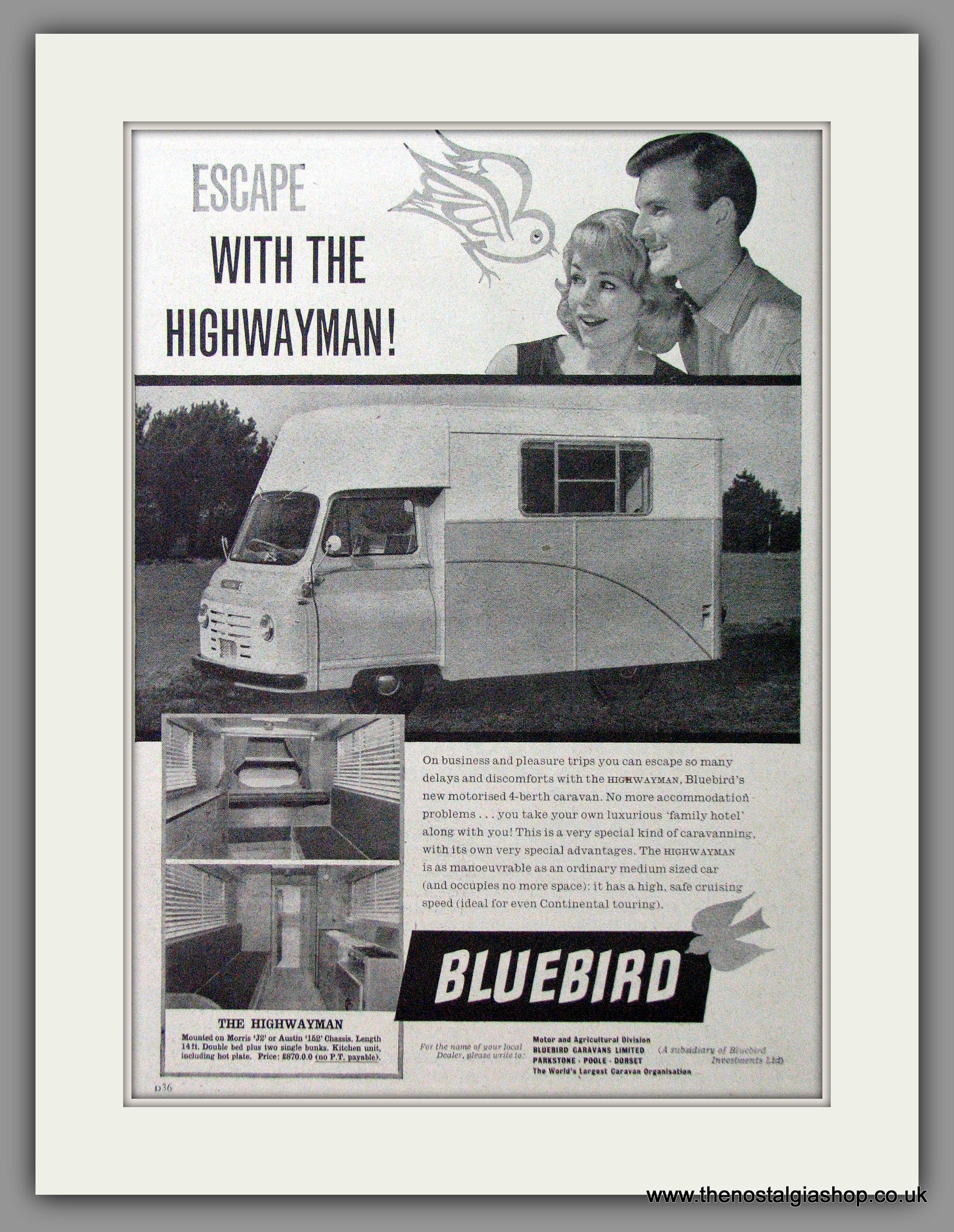 Bluebird Highwayman Motor Caravan. 1960 Original Advert (ref AD53998 ...