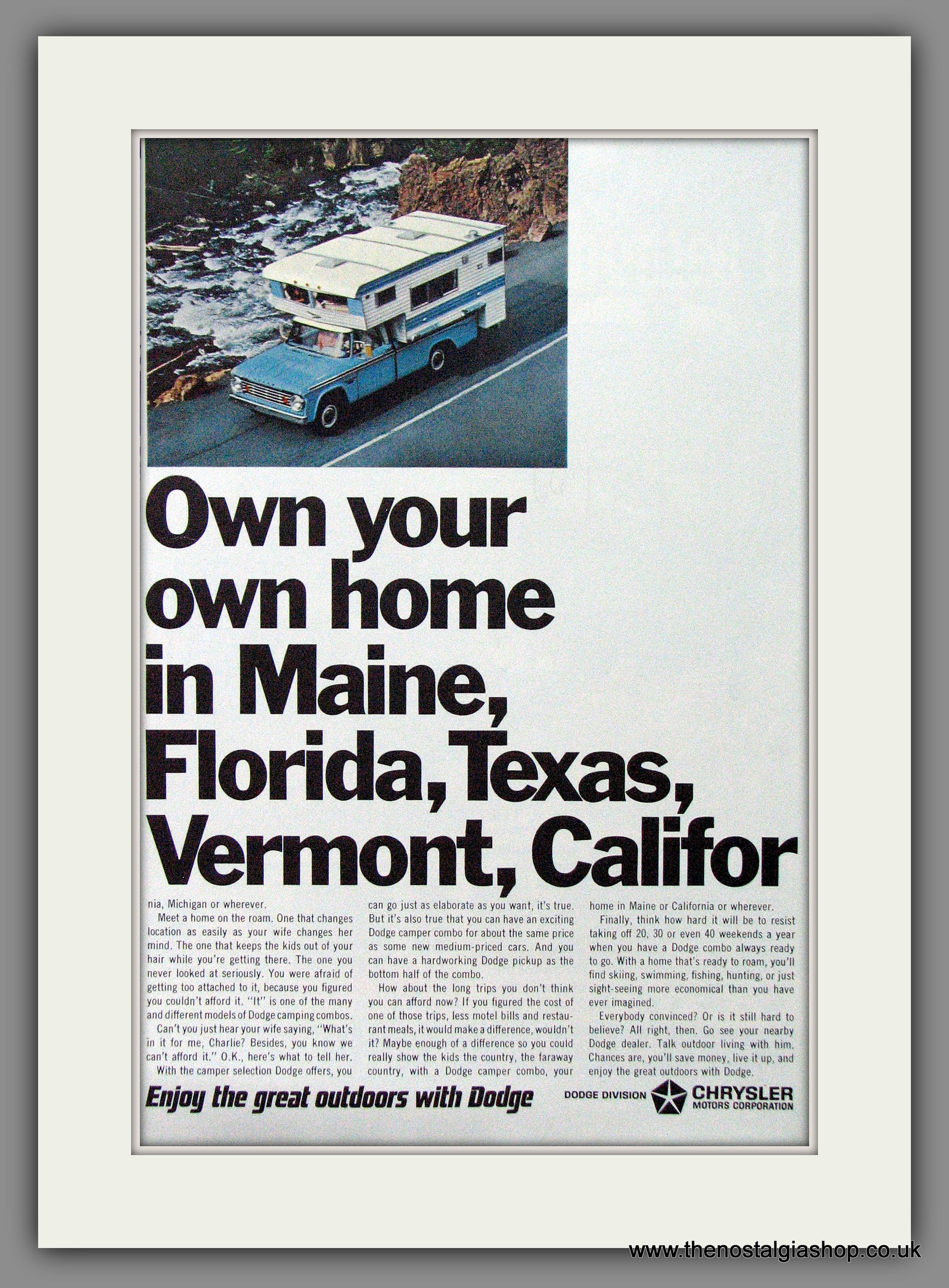 Dodge Motorised Caravan. 1966 Original Advert (ref AD54012) – The ...