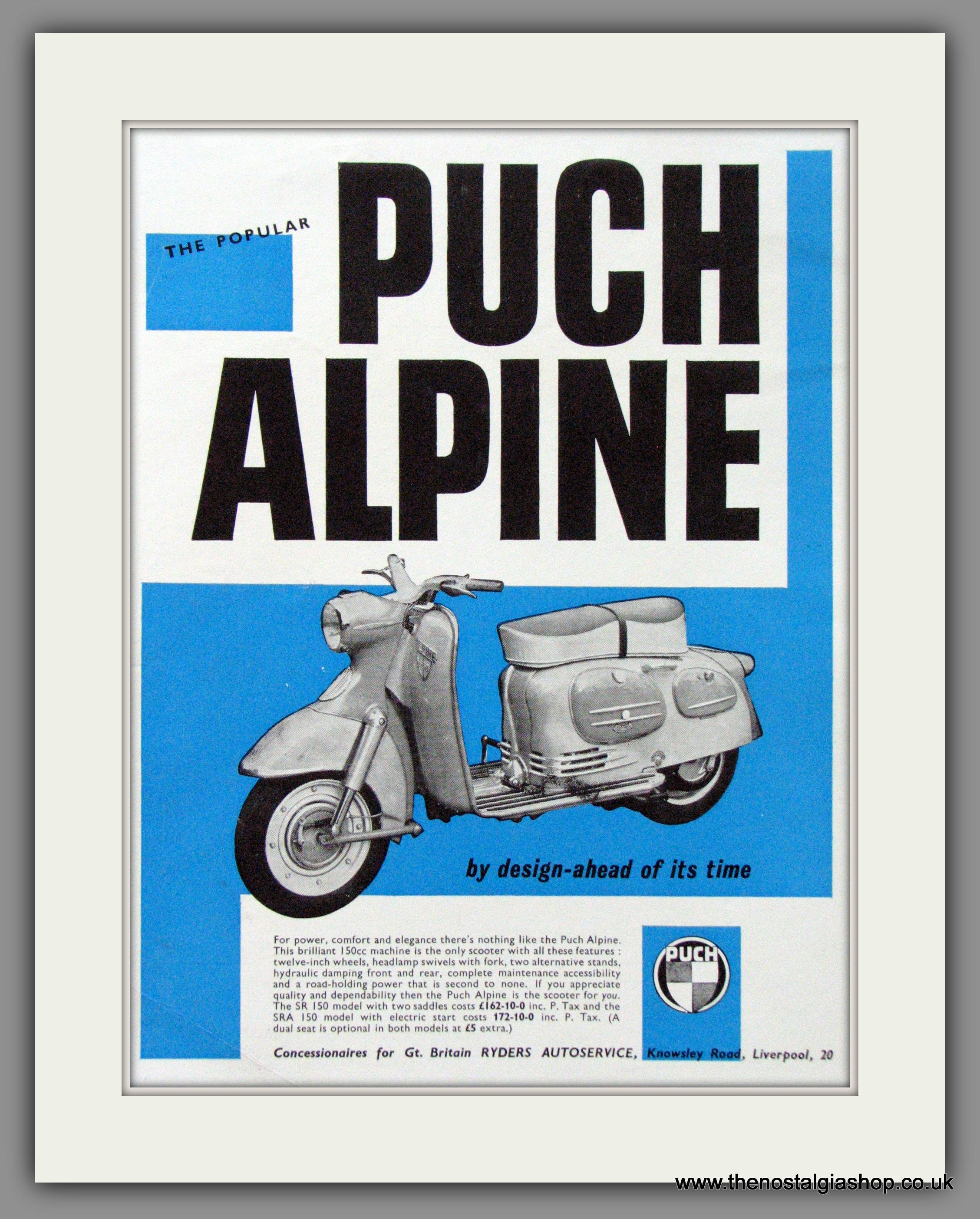 Puch Alpine Scooter. Original Advert 1960 (ref AD54167) – The Nostalgia ...