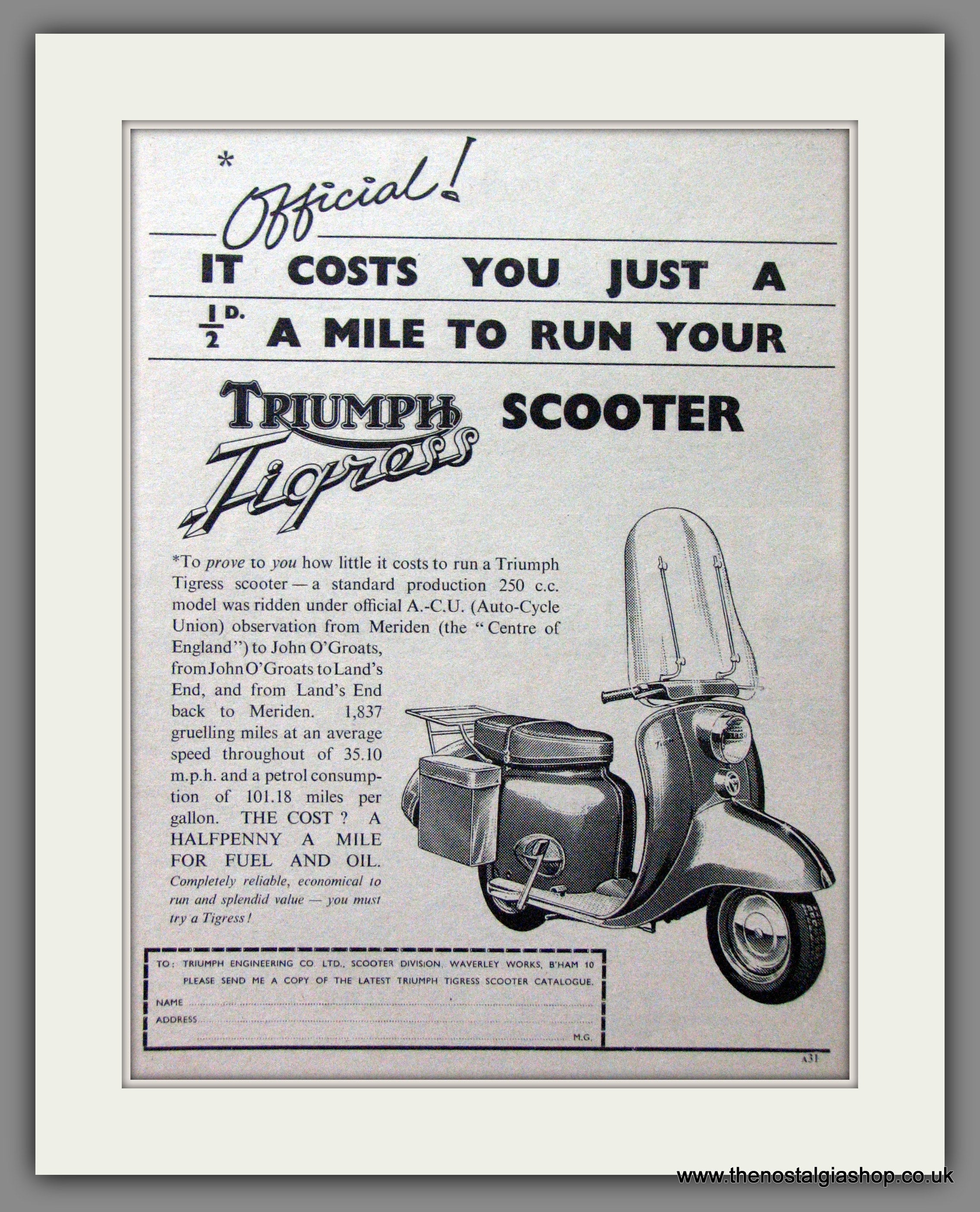 Triumph Tigress Scooter. Original Advert 1960 (ref AD54195) – The ...
