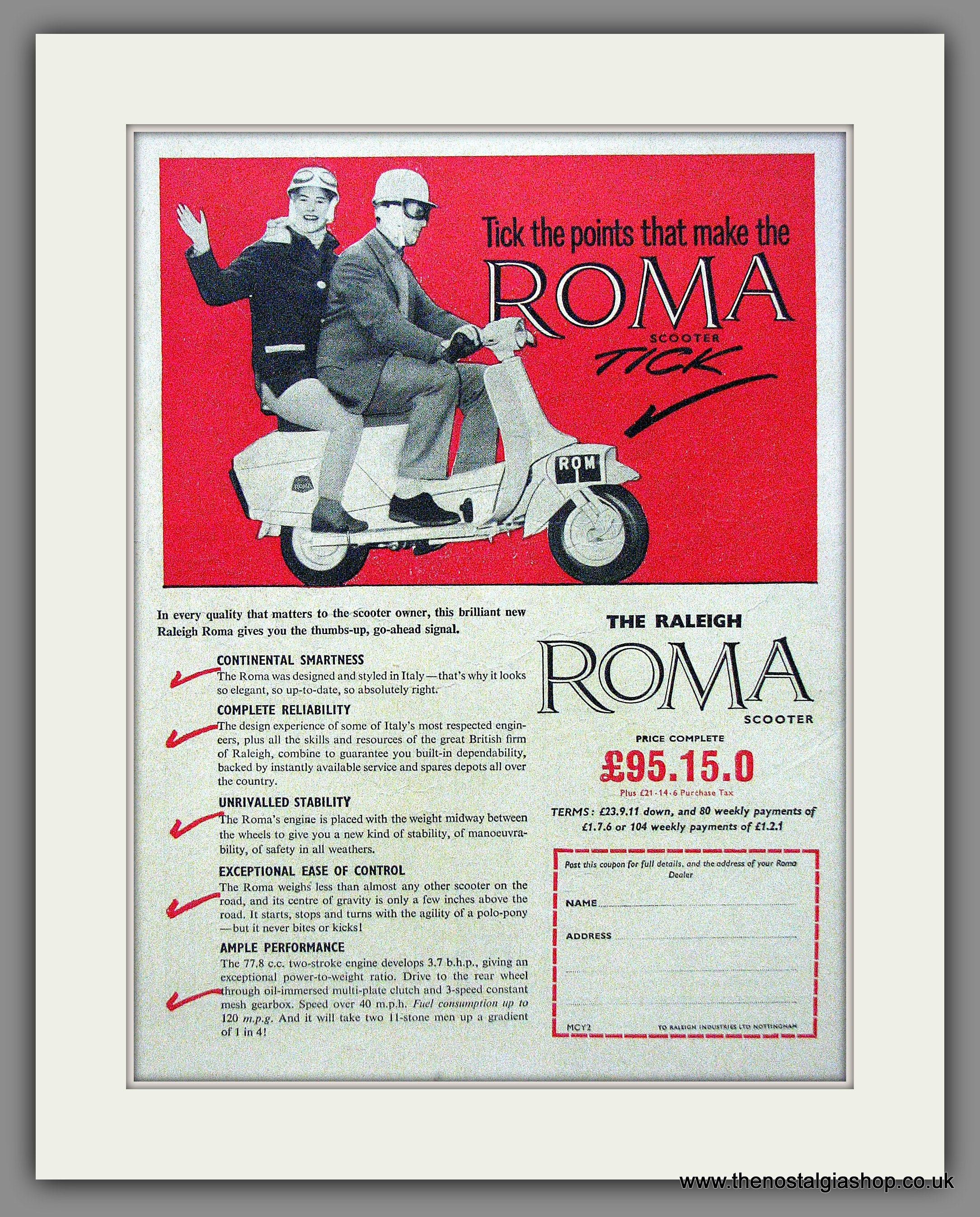 Raleigh Roma Scooter. Original Advert 1961 (ref AD54233) – The ...