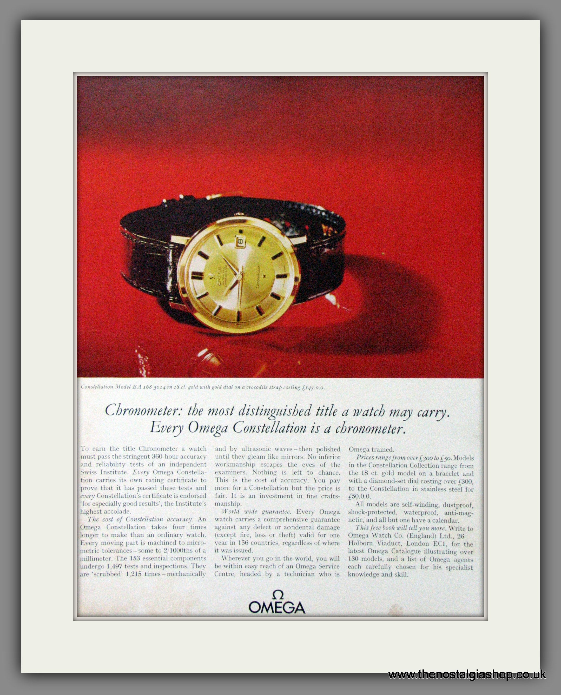 Omega Chronometer. Original Advert 1966 (ref AD54406) – The Nostalgia Shop