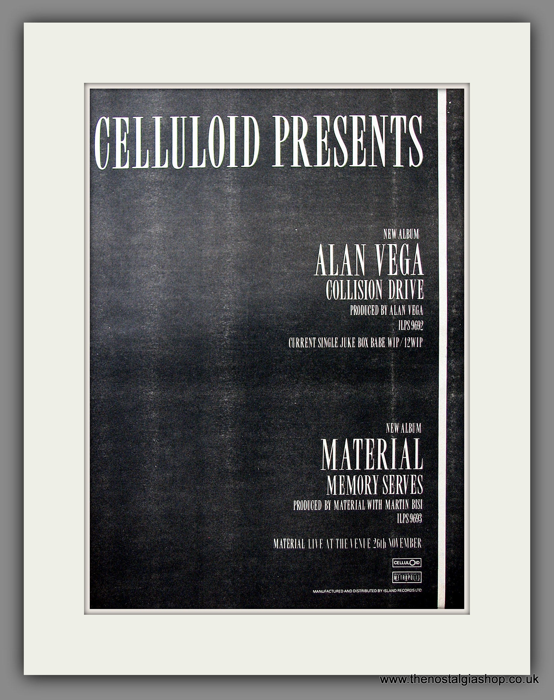 ALan Vega Collision Drive. Original Advert 1981 (ref AD11502) – The ...