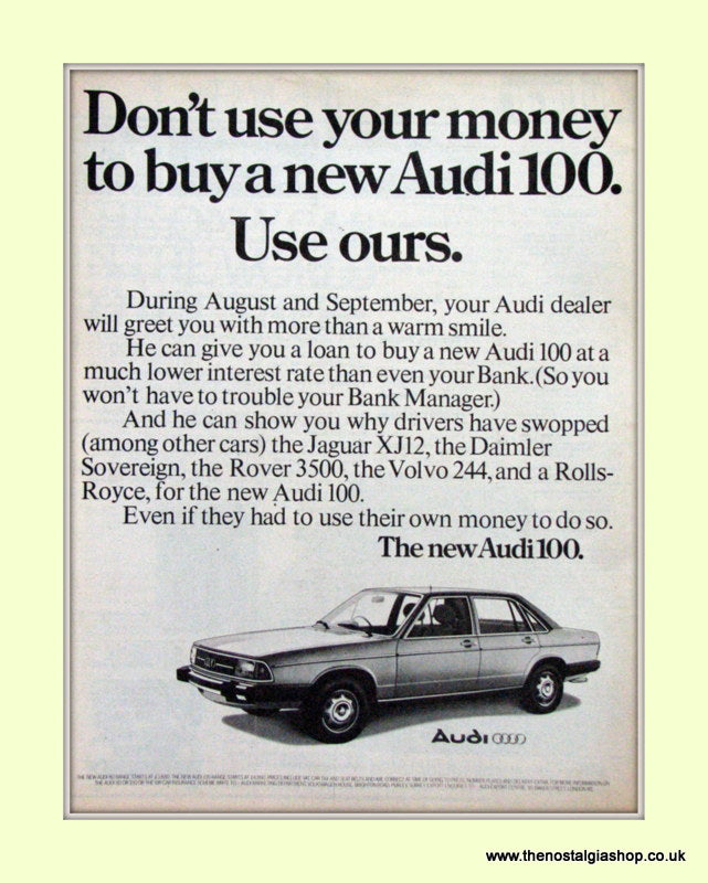 Audi 100 Original Advert 1977 (ref AD6785) – The Nostalgia Shop