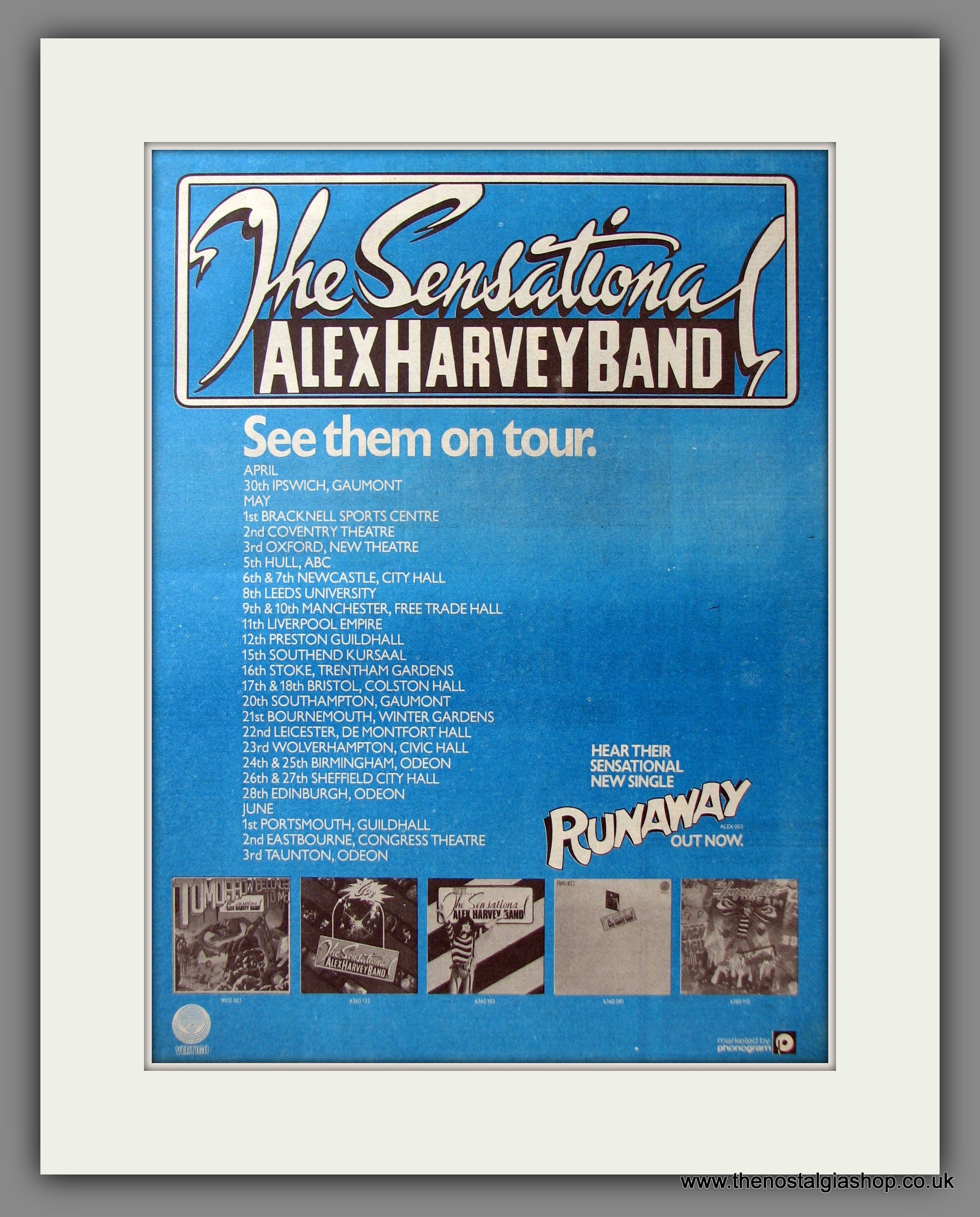 Alex Harvey Band (The Sensational). UK Tour '76. Original Advert 1976 ...